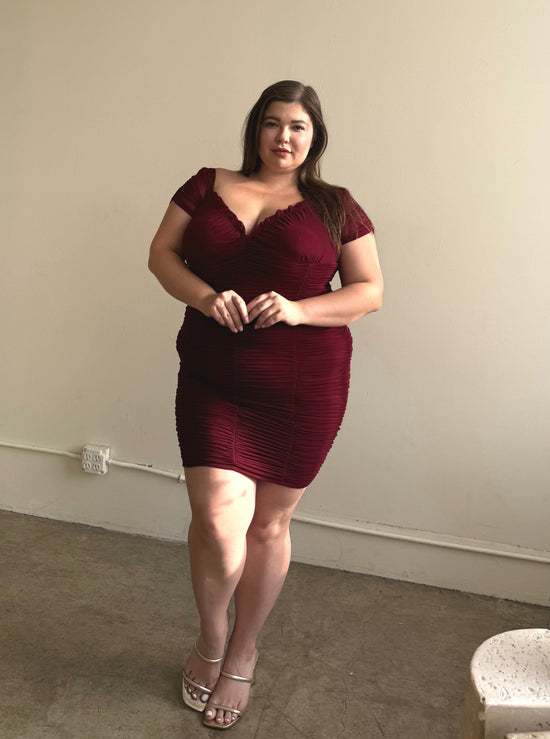 Plus Size Romantically Ruched Chiffon Bodycon Dress – 2020AVE