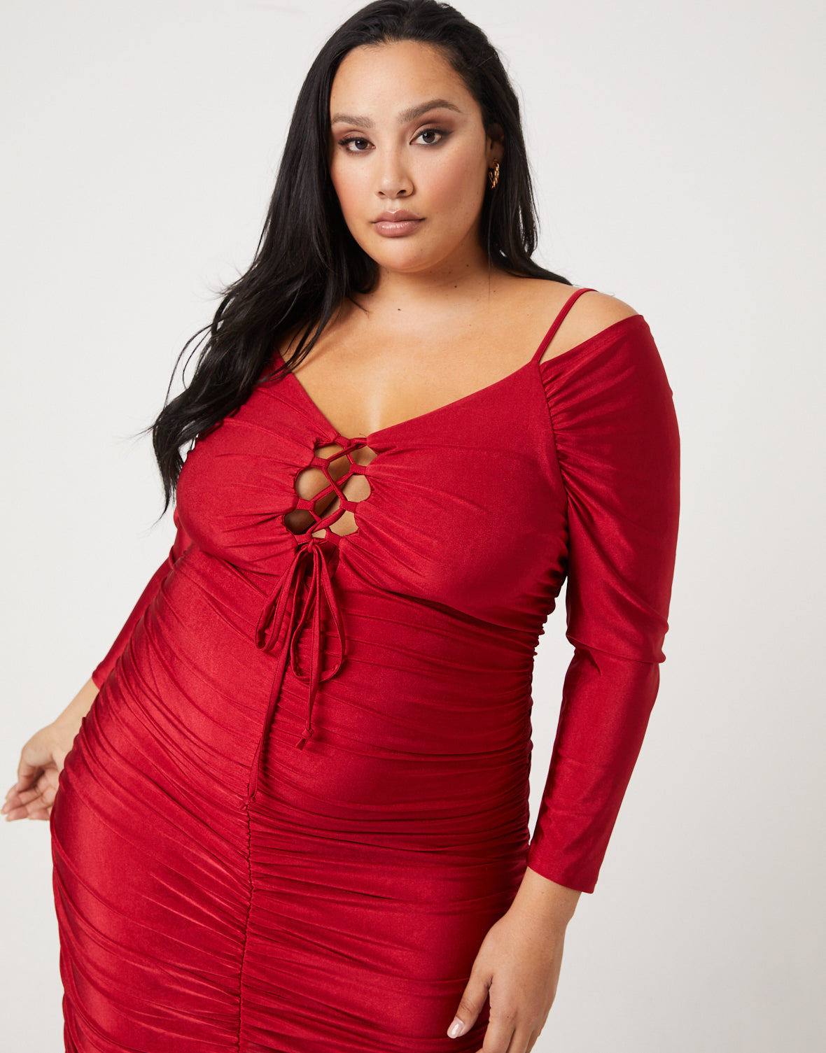 Plus Size Cold Shoulder Ruched Dress – 2020AVE
