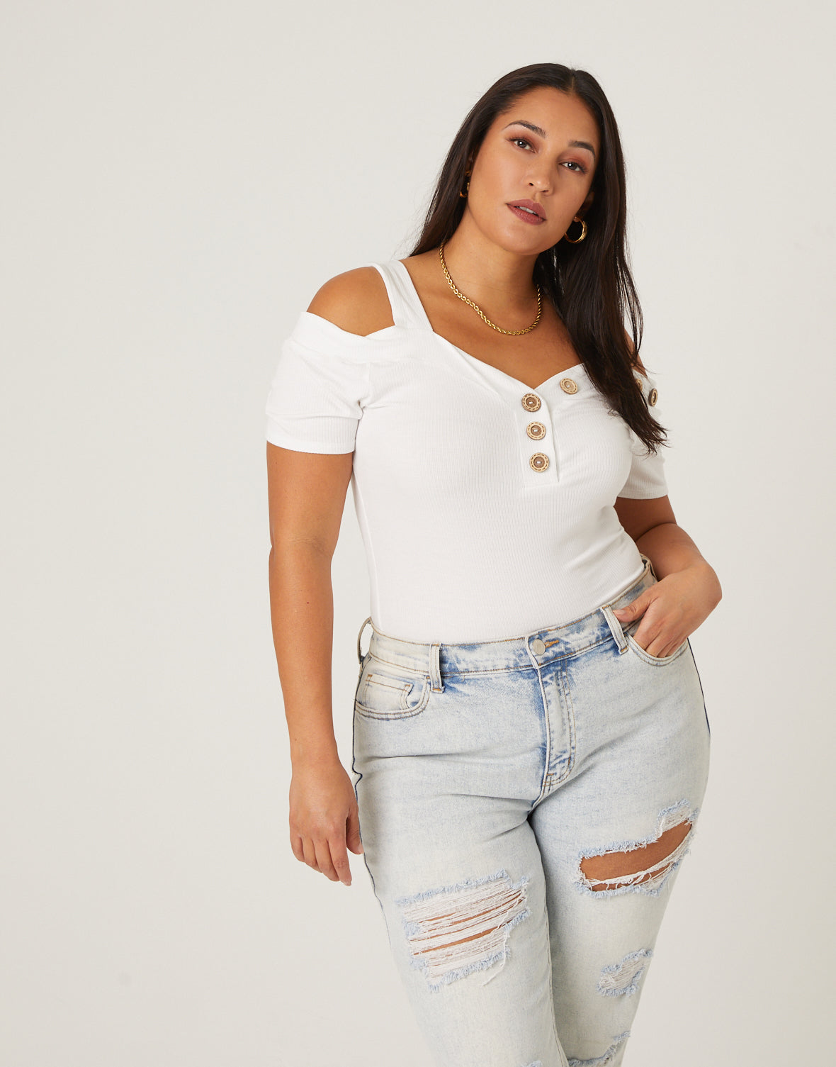 Plus Size Button Detail Top – 2020AVE