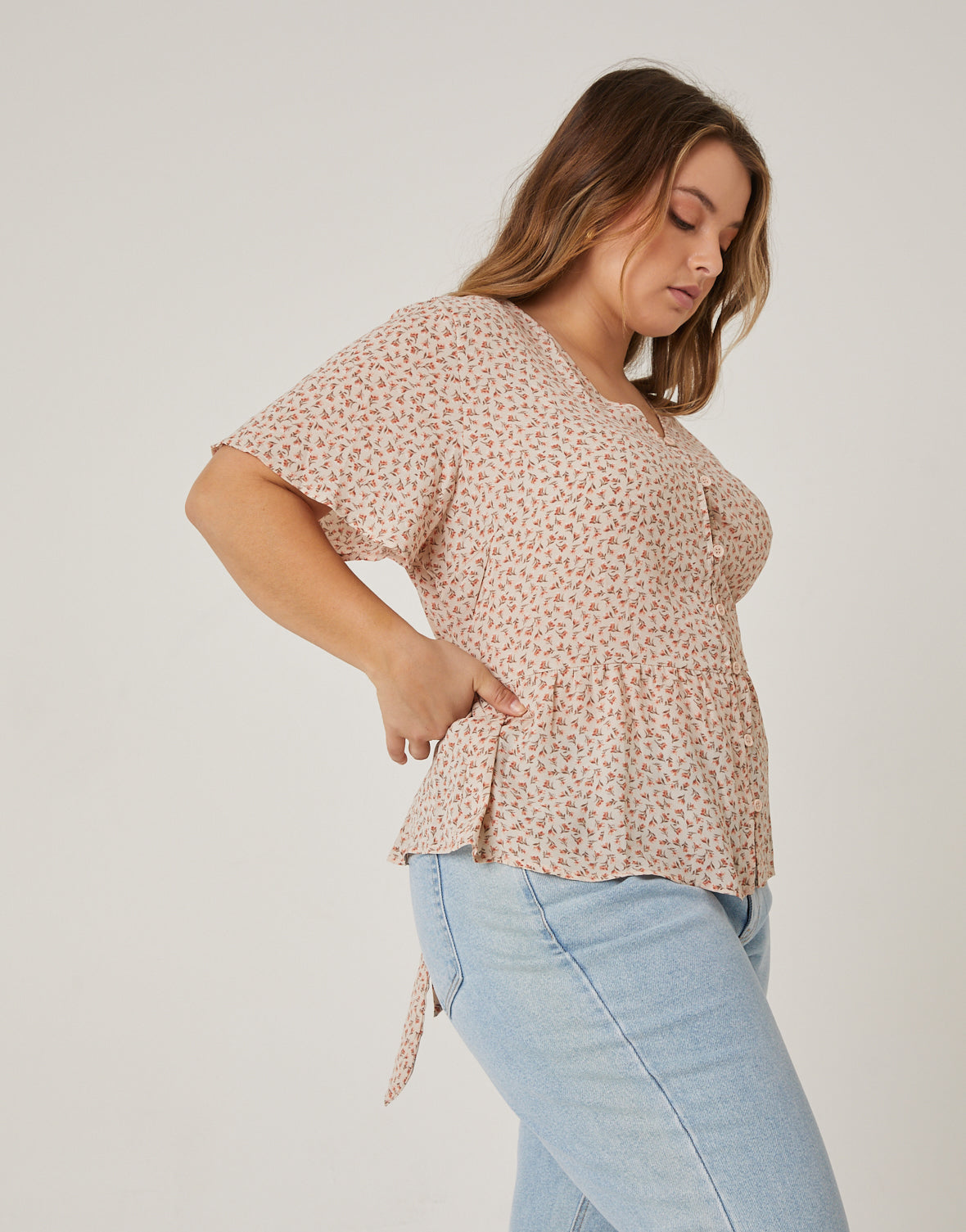 Plus Size Button Front Floral Blouse – 2020AVE
