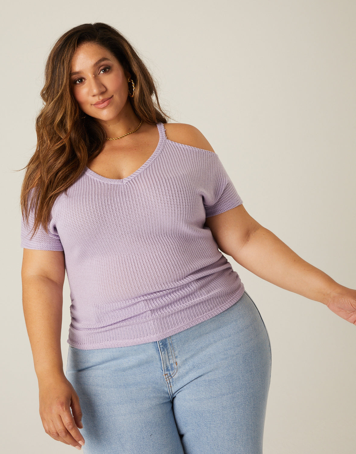 Plus Size Cold Shoulder Knit Top – 2020AVE