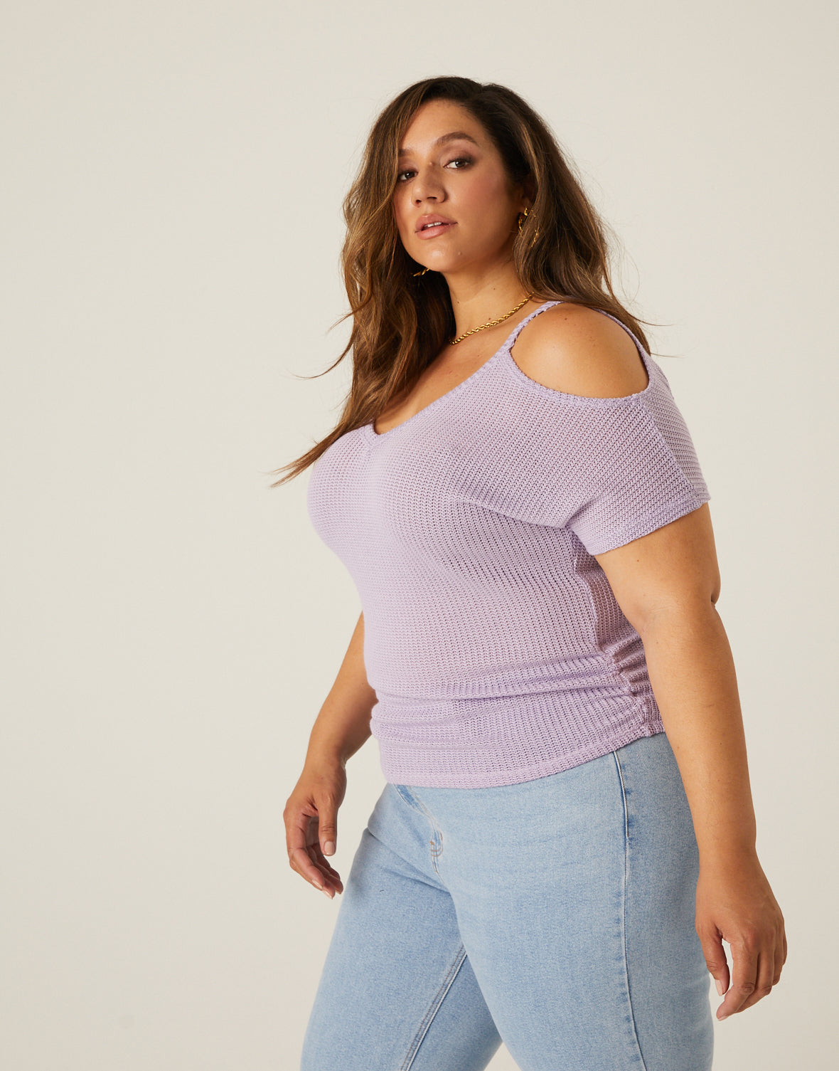 Plus Size Cold Shoulder Knit Top – 2020AVE