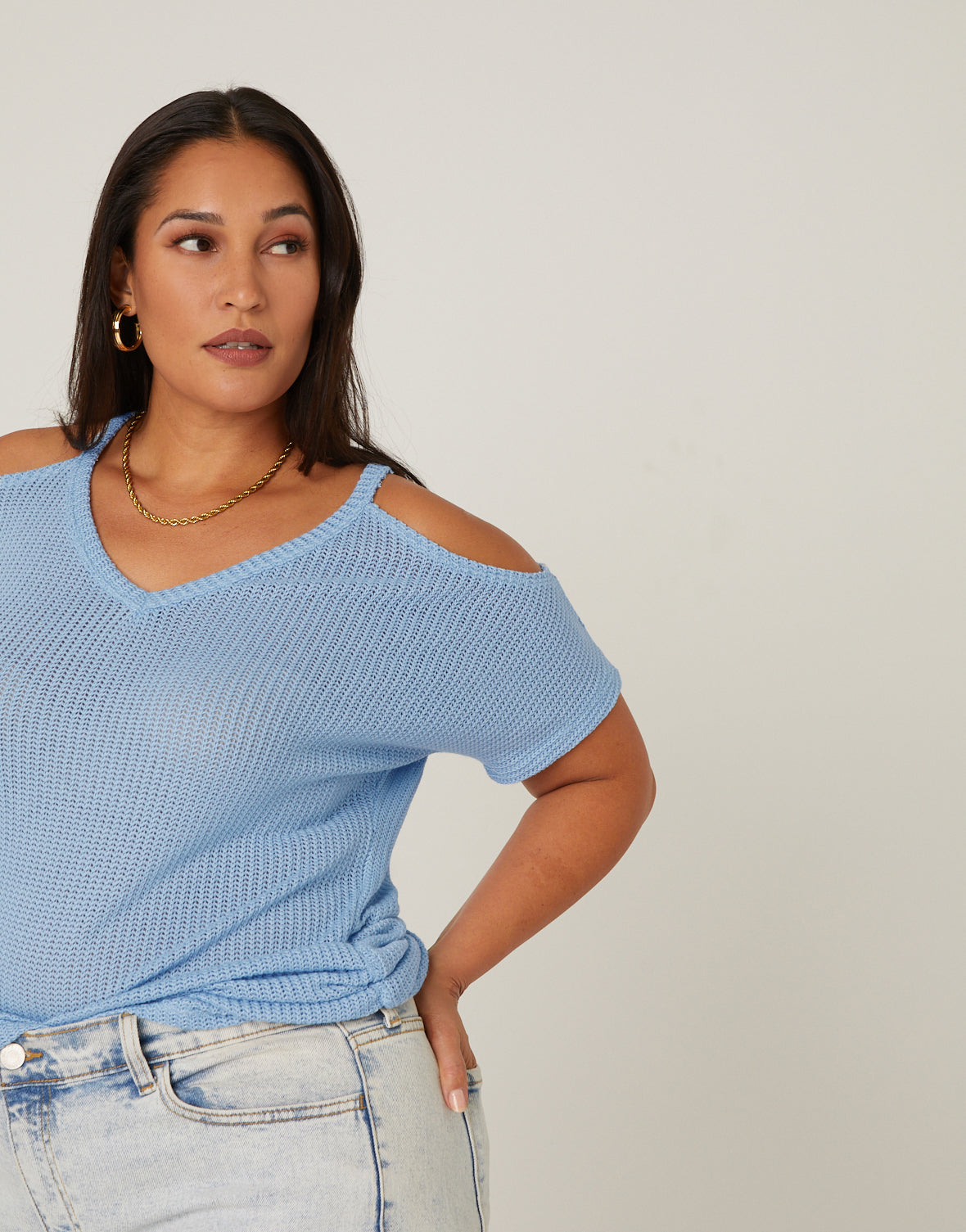 Plus Size Cold Shoulder Knit Top – 2020AVE