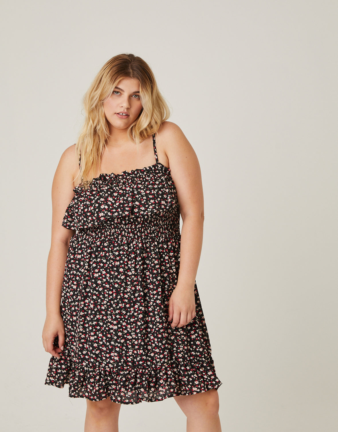 Plus Size Floral Print Ruffle Sundress – 2020AVE