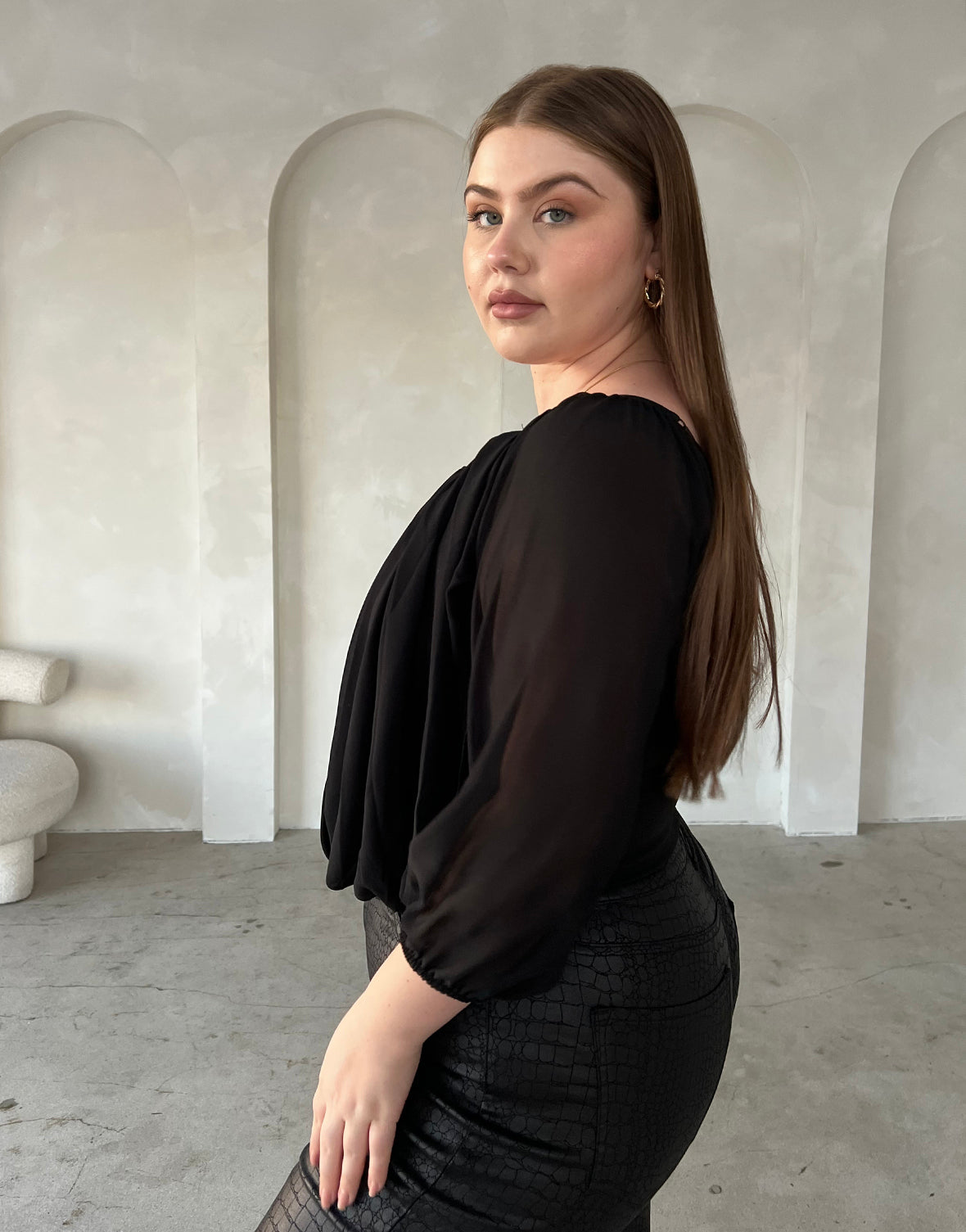 Plus Size Draped Chiffon Blouse – 2020AVE