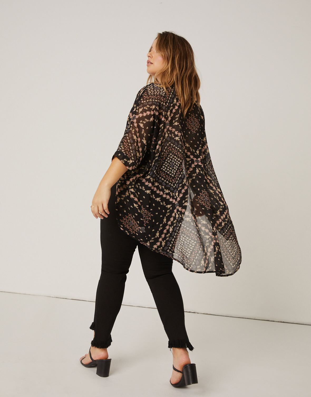 Plus Size Floral Printed Sheer Cardigan – 2020AVE