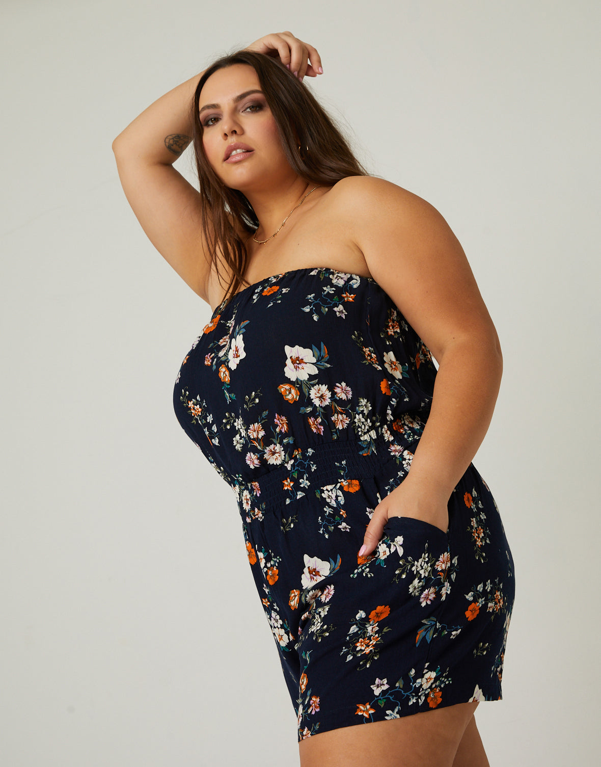 Plus Size Floral Strapless Romper – 2020AVE