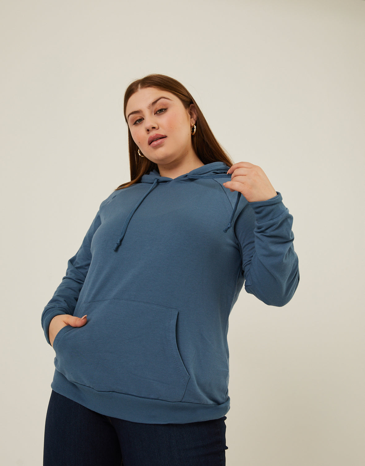 Plus Size Laid-Back Hoodie - Cute Plus Size Hoodie - Plus Size Sweater ...