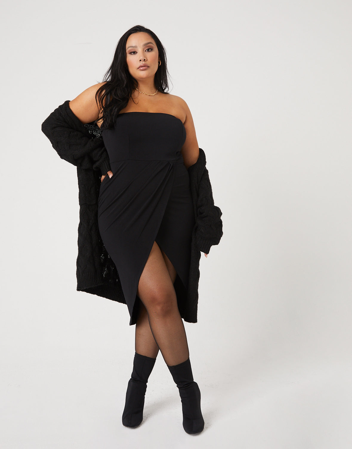 Plus Size High Slit Strapless Dress – 2020AVE