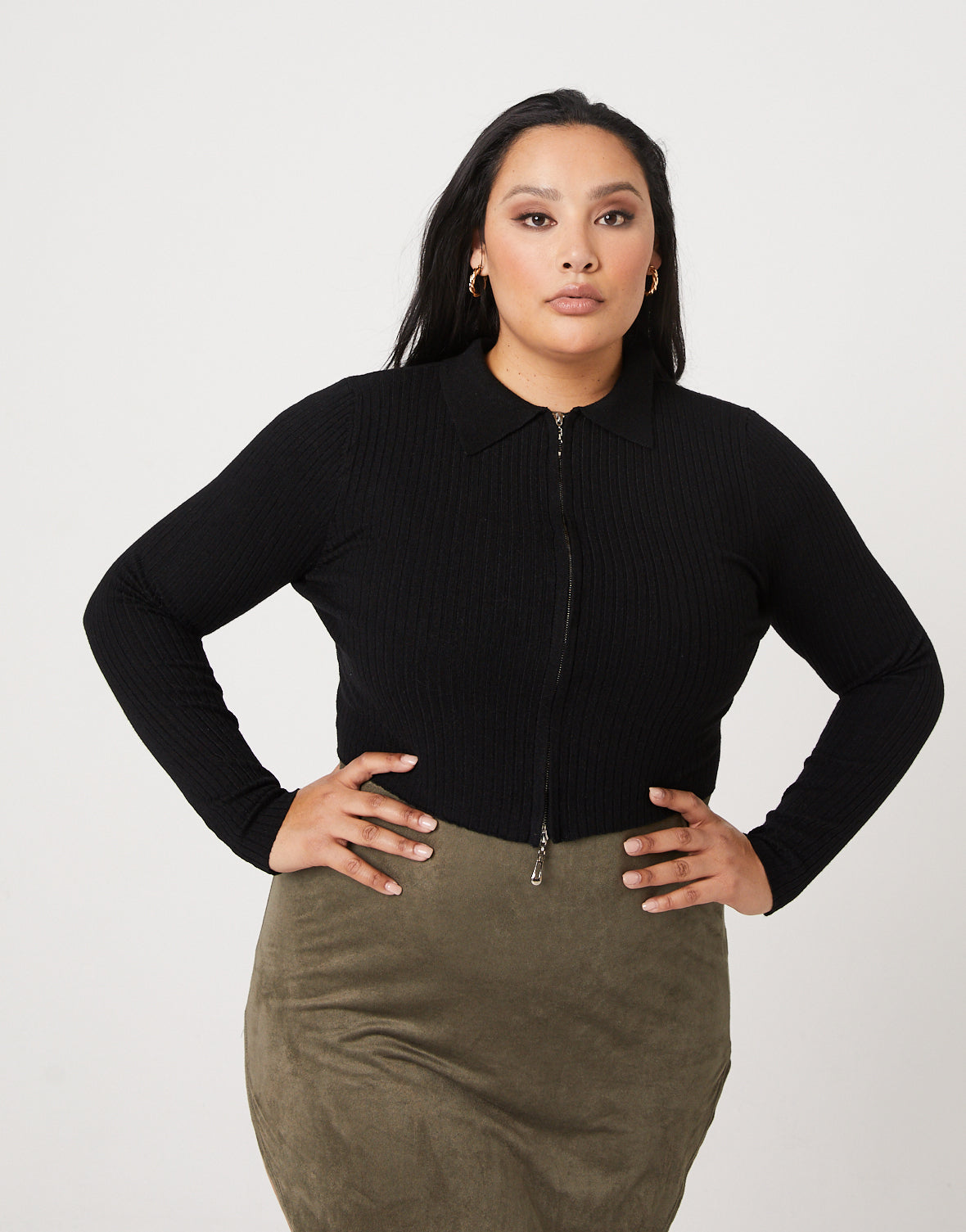 Plus Size Zip Up Crop Top – 2020AVE