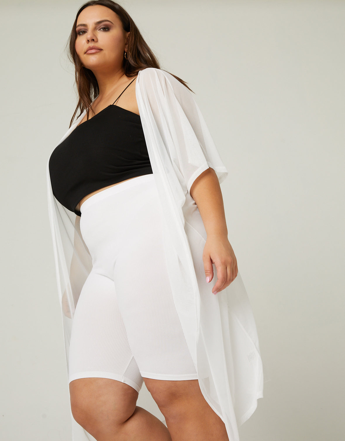 Plus Size Mesh Overlay Cardigan – 2020AVE