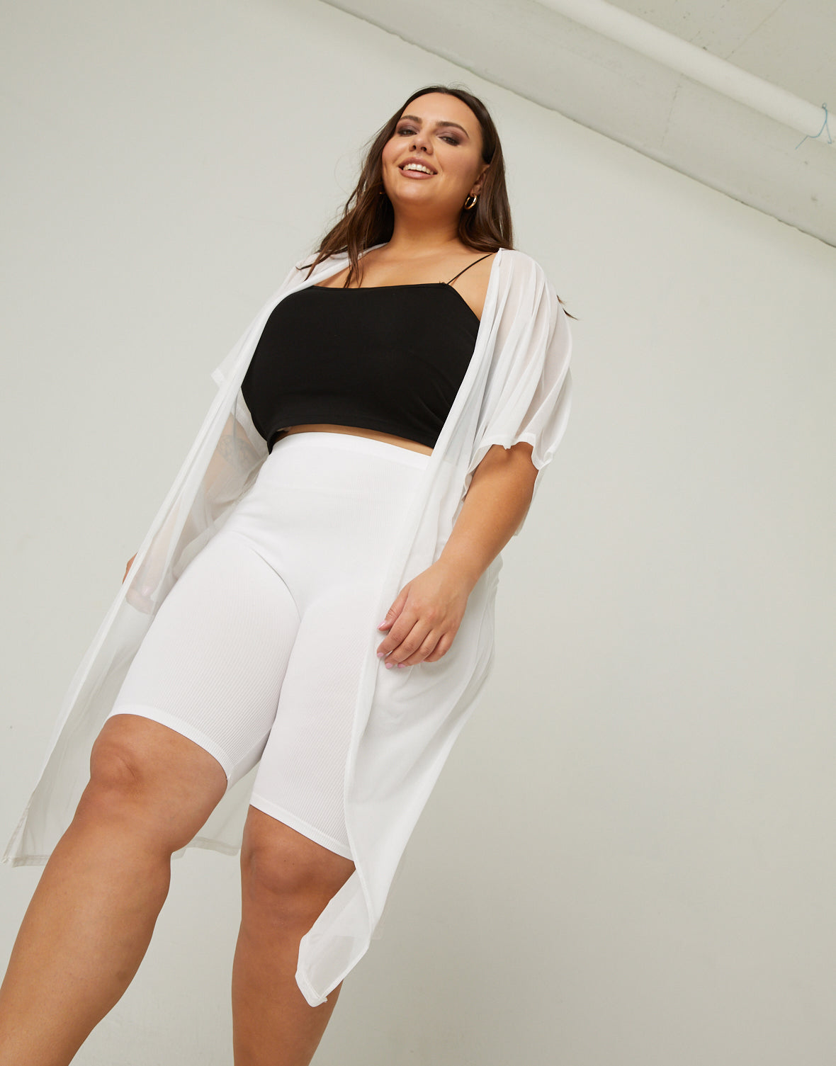 Plus Size Mesh Overlay Cardigan – 2020AVE