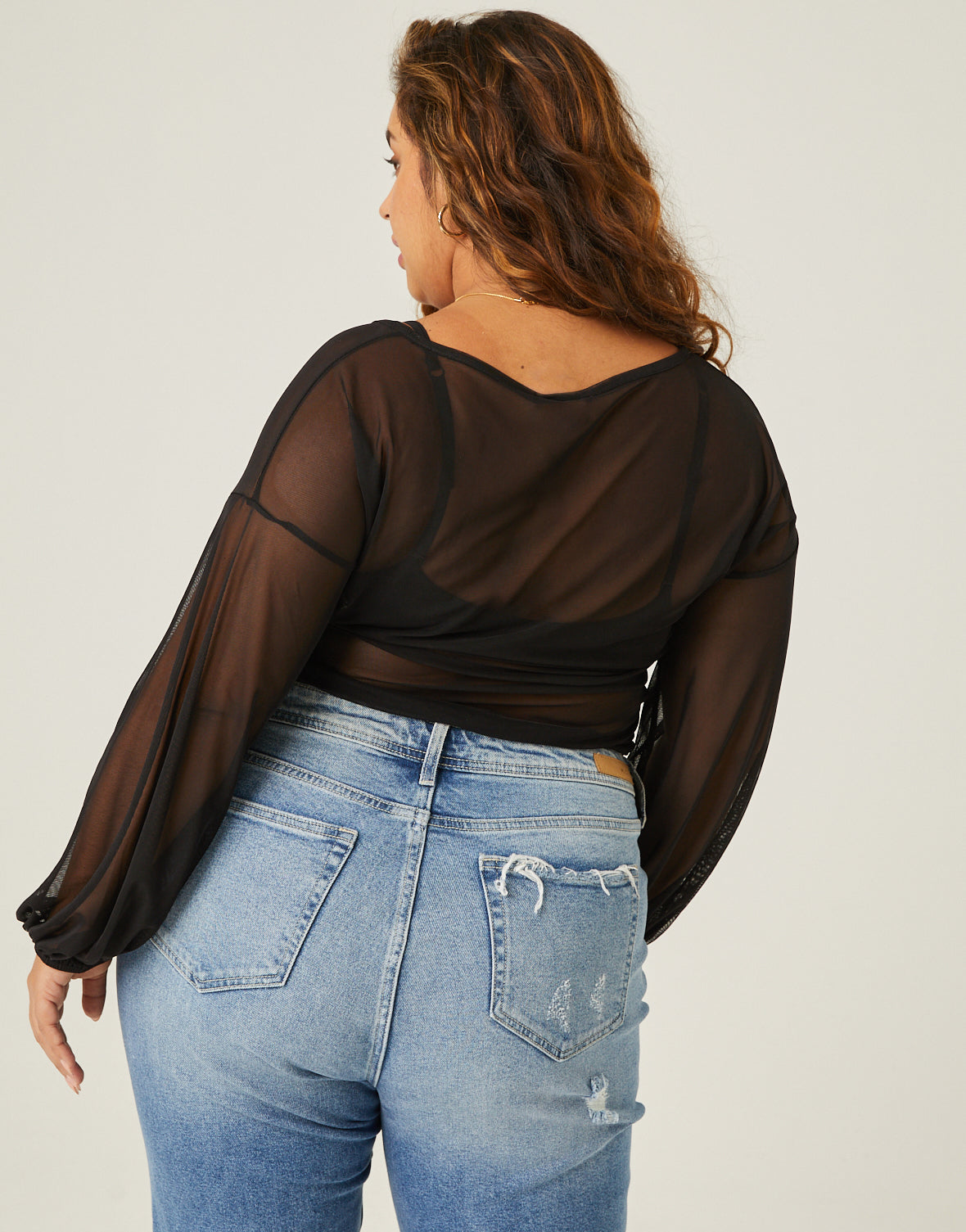 Plus Size Mesh Ruched Up Top – 2020AVE