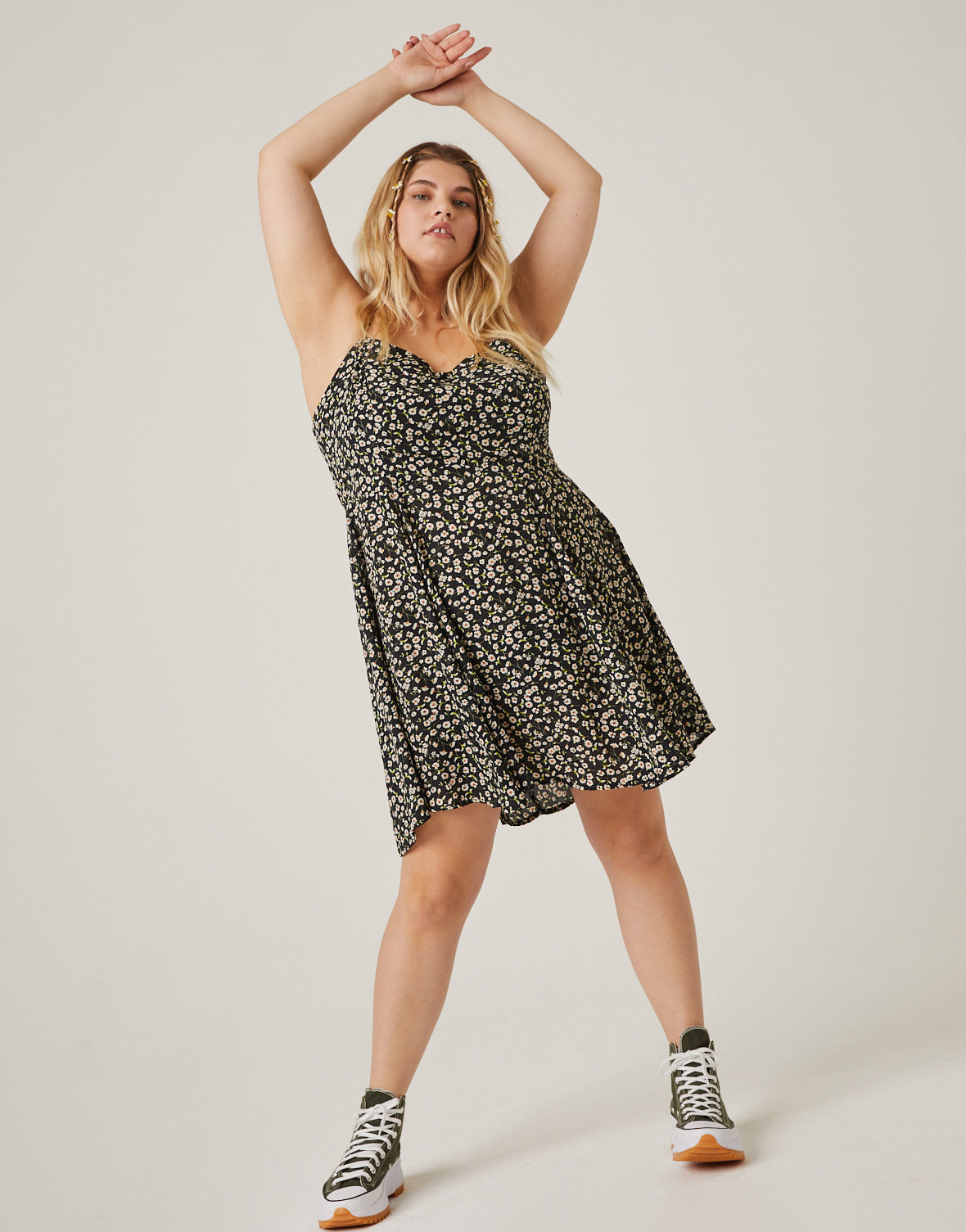 Plus Size Mini Floral Spaghetti Strap Sundress – 2020AVE
