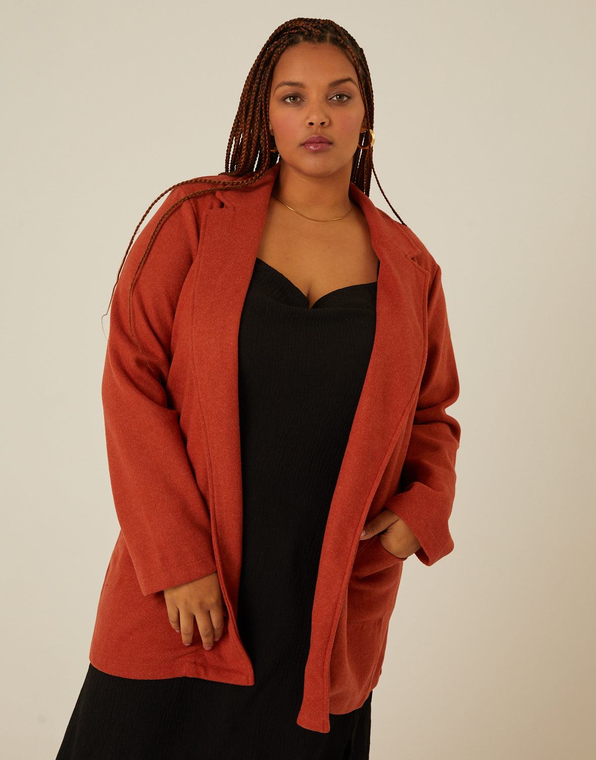 Plus Size Open Front Coat – 2020AVE