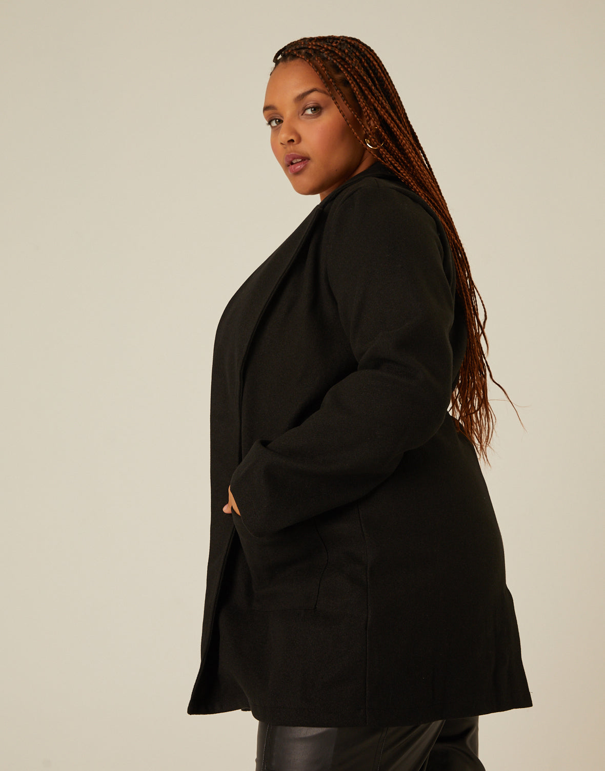 Plus Size Open Front Coat – 2020AVE