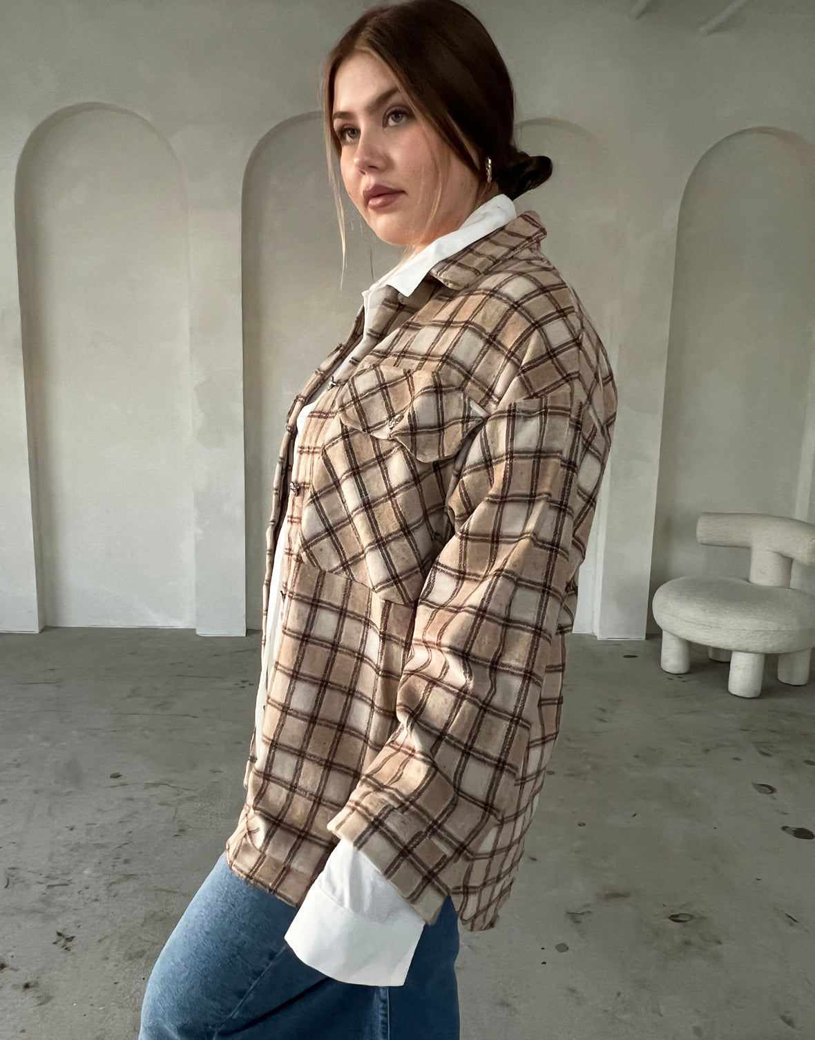 Plus Size Plaid Shacket with Pockets – 2020AVE