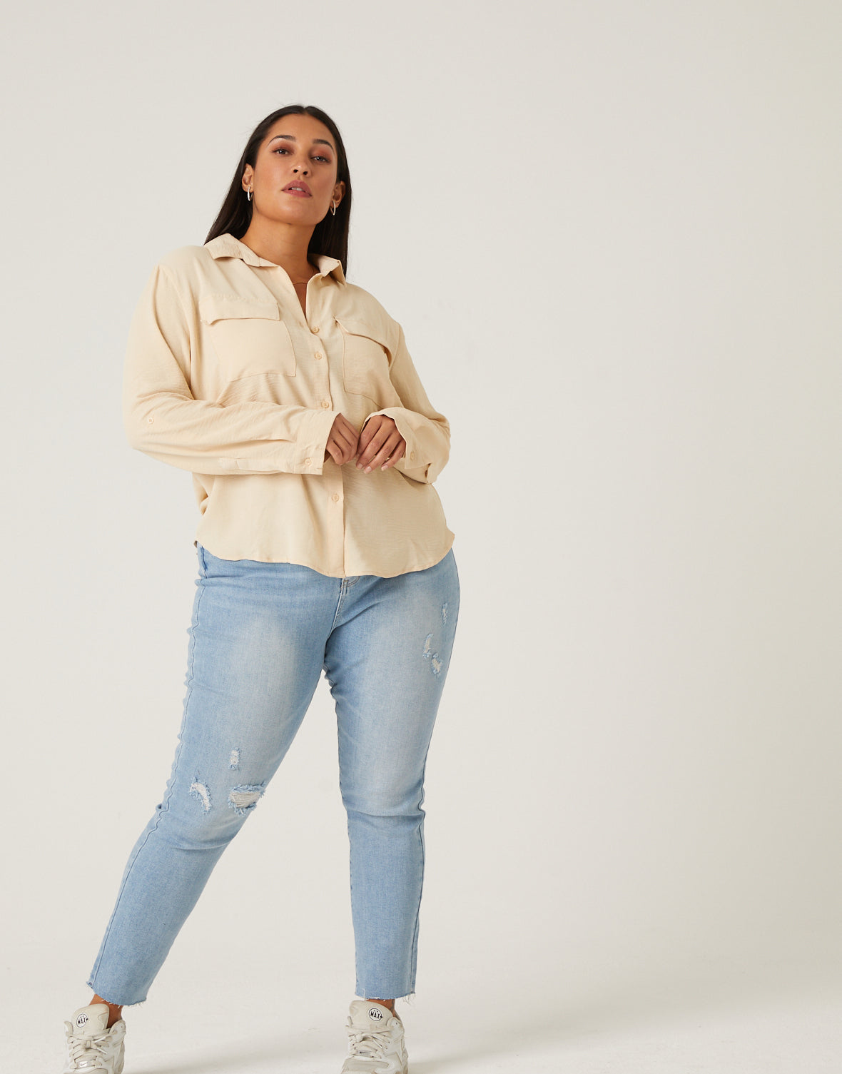 Plus Size Relaxed Button Up Shirt – 2020AVE