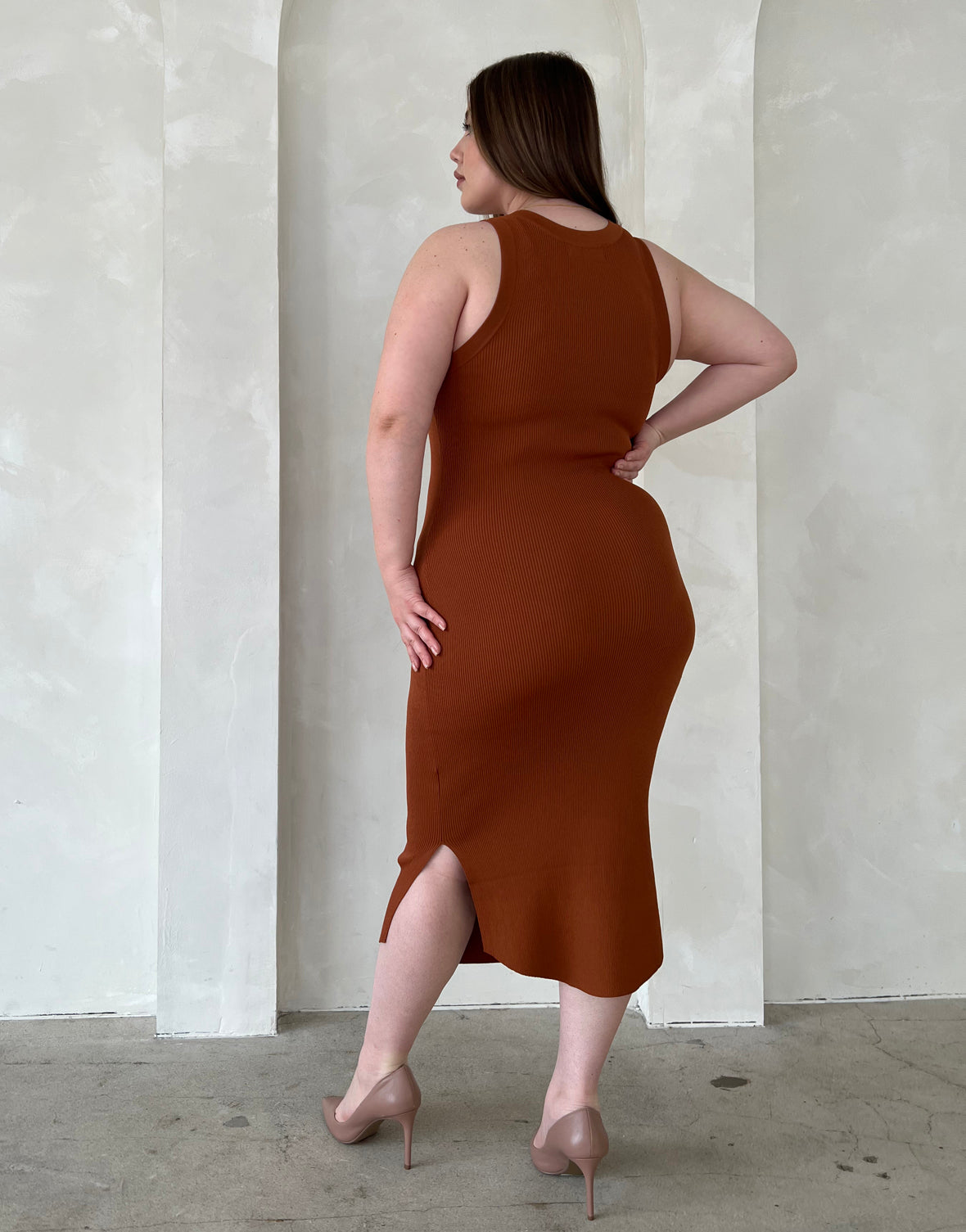 Plus Size Rib Knit Bodycon Midi Dress – 2020AVE