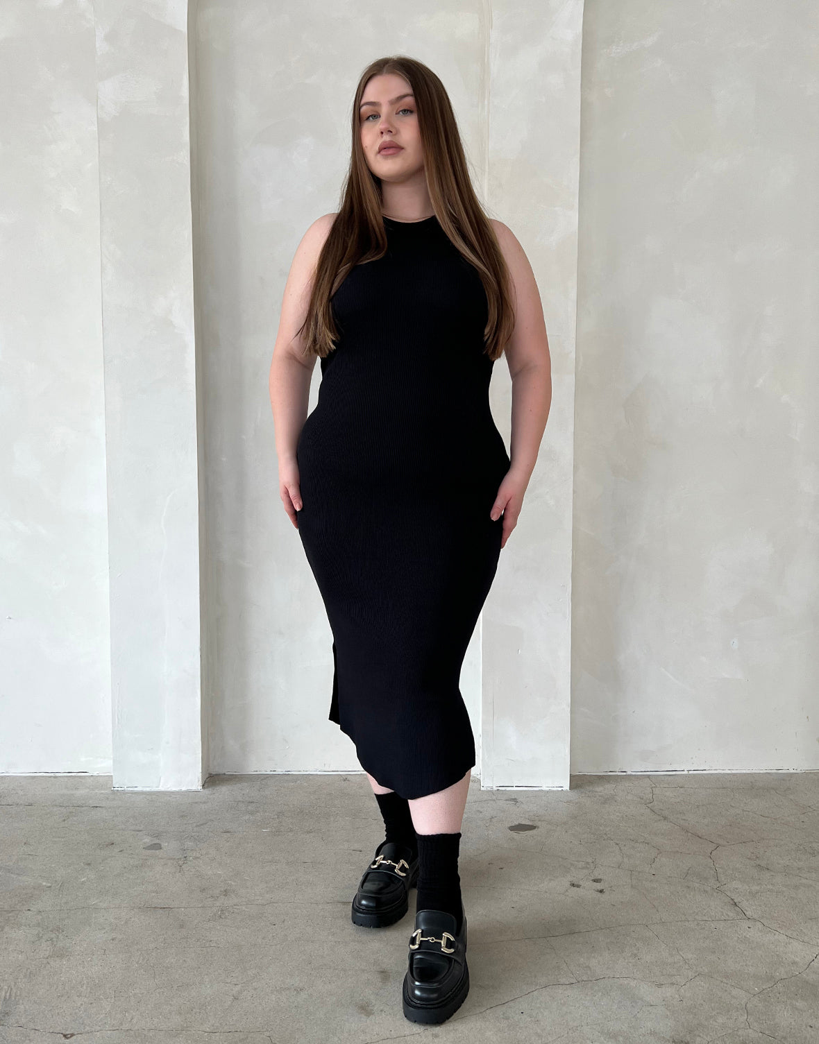 Plus Size Rib Knit Bodycon Midi Dress – 2020AVE