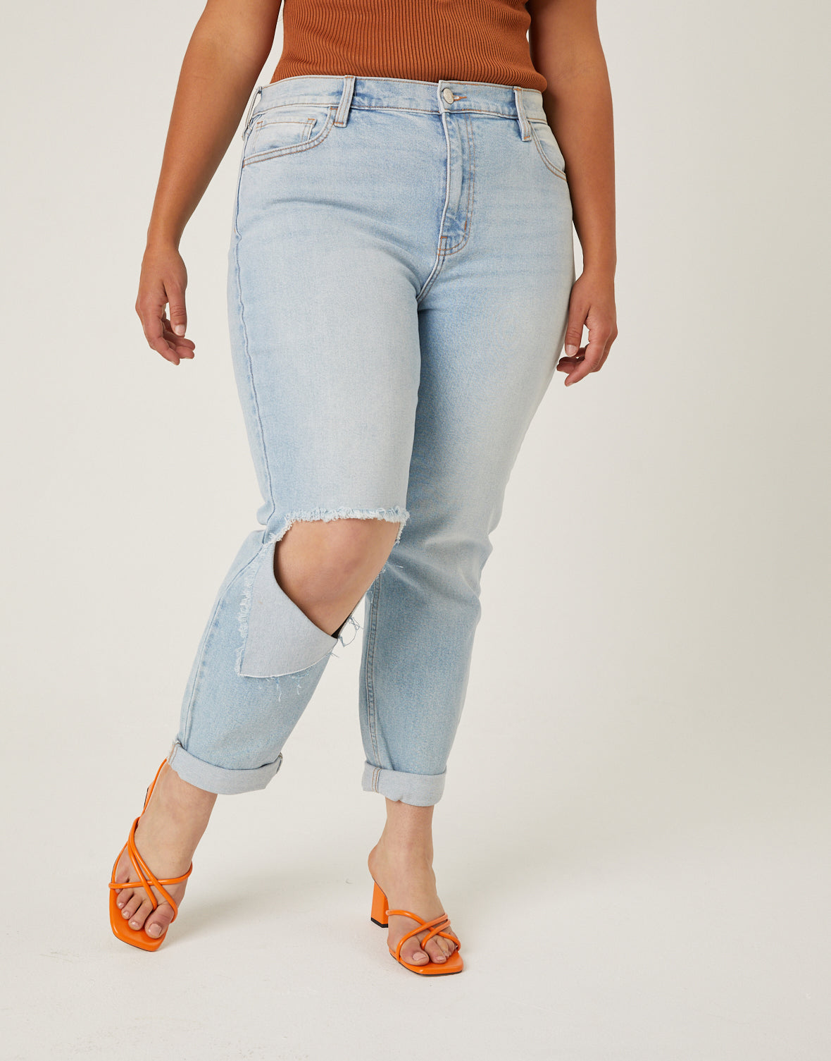 Plus Size Ripped Knee Mom Jeans – 2020AVE