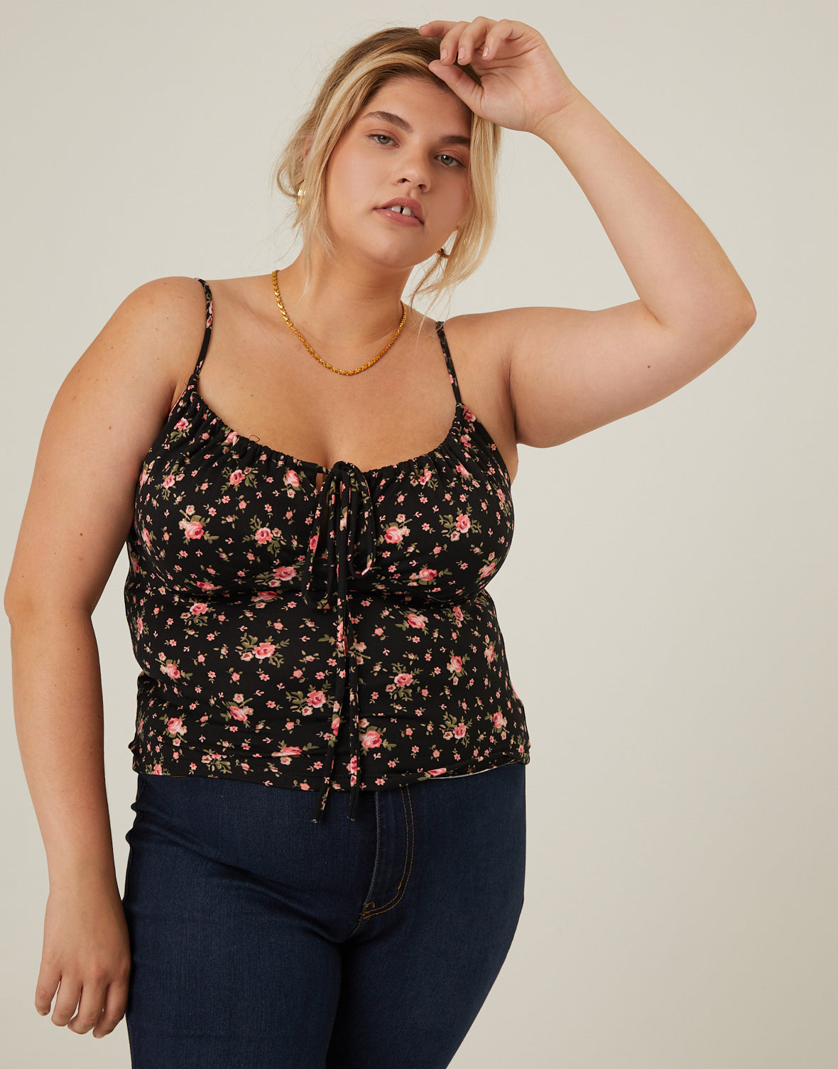 Plus Size Roses Gathered Tank – 2020AVE