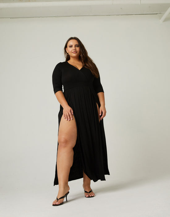 Plus Size Sultry Double Slit Dress - Plus Size Dresses - Maxi Dress ...