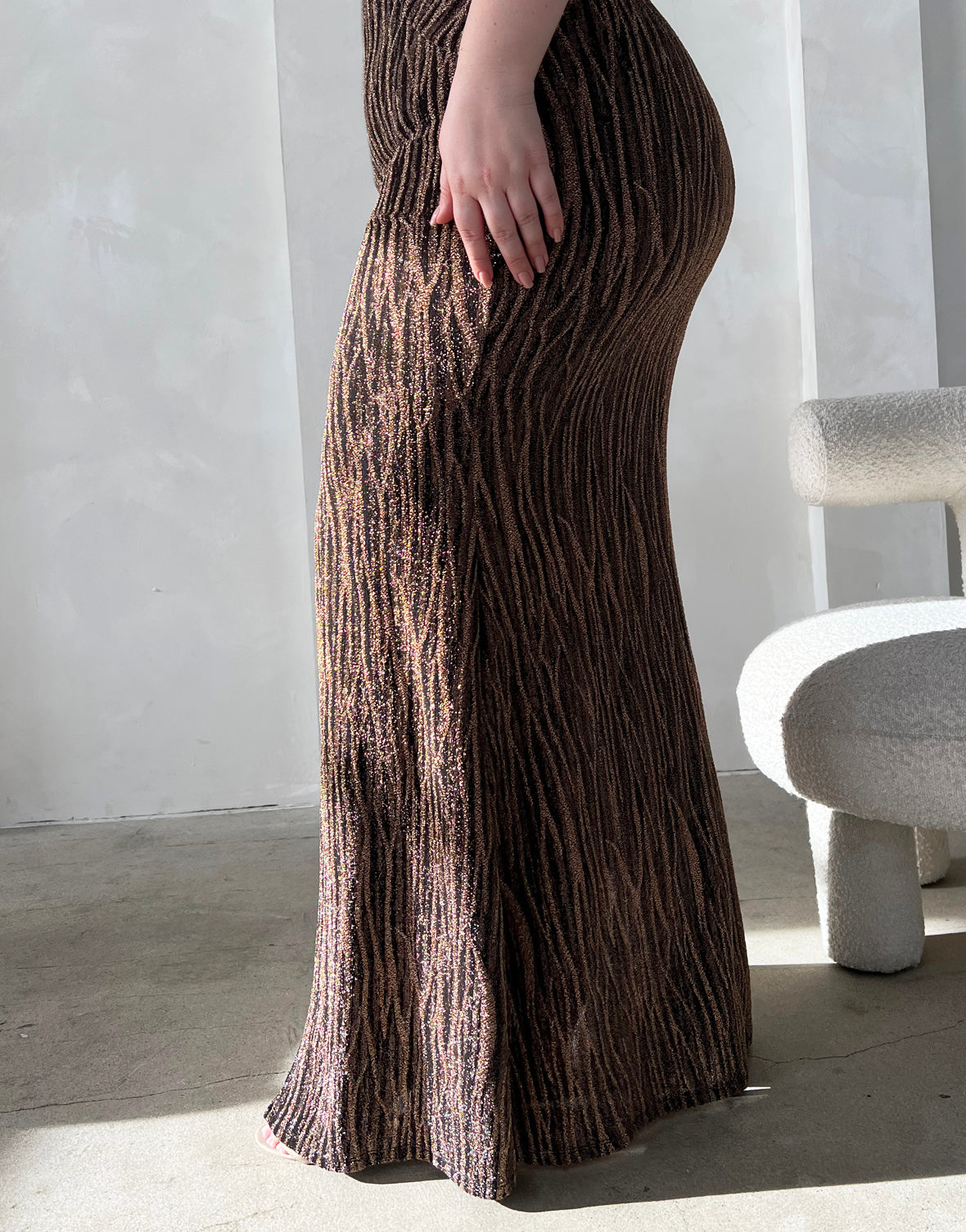 Plus Size Wavy Metallic Maxi Dress – 2020AVE