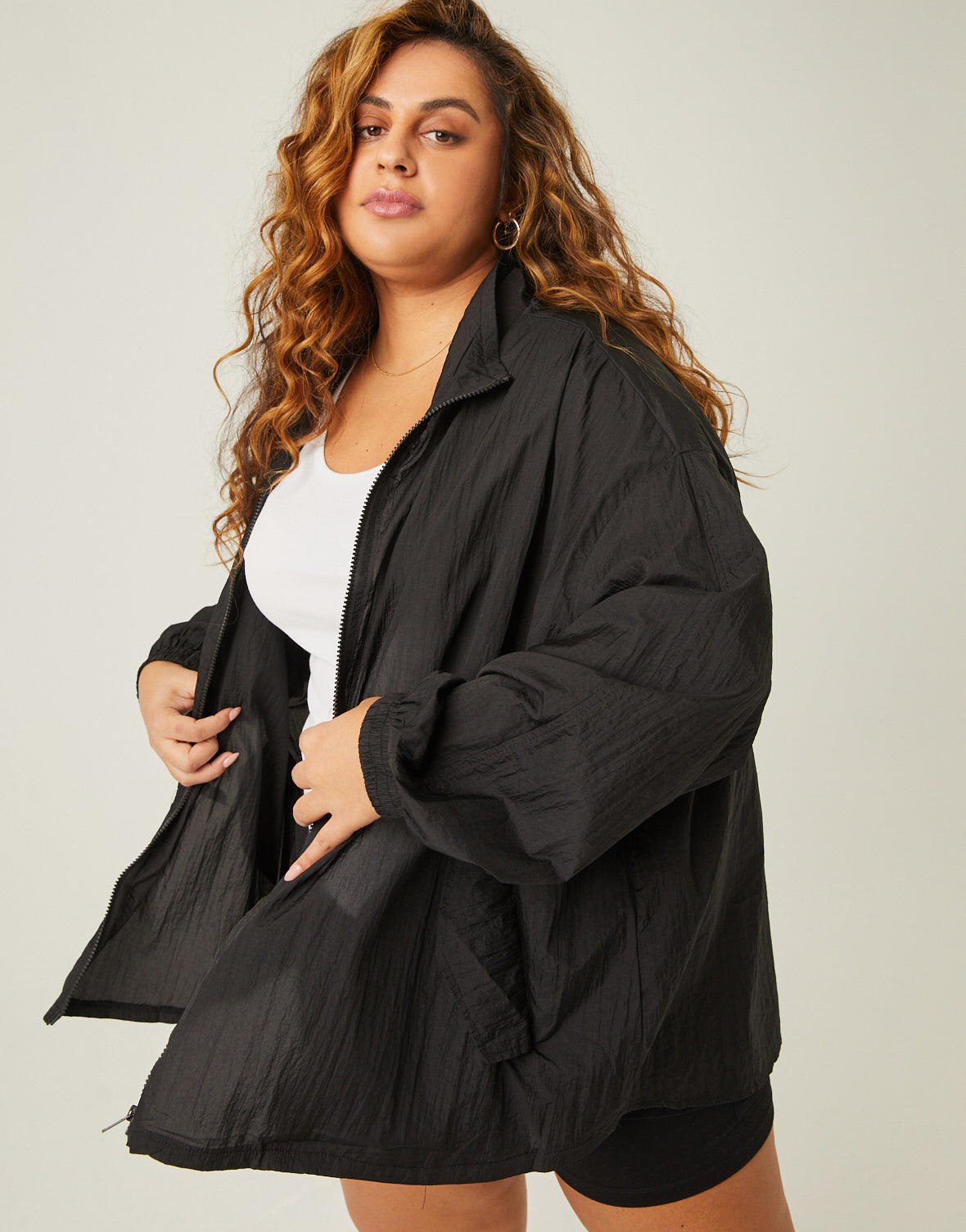 Plus Size Zip Up Windbreaker Jacket – 2020AVE