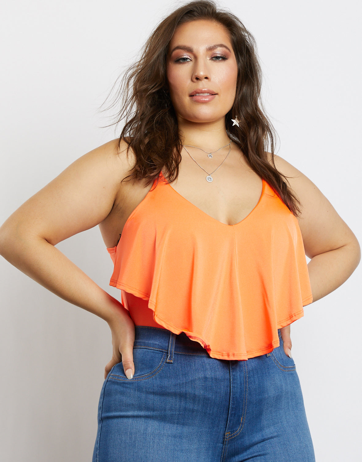 Plus Size Maddie Single Ruffle Bodysuit - plus size full bodysuit – 2020AVE