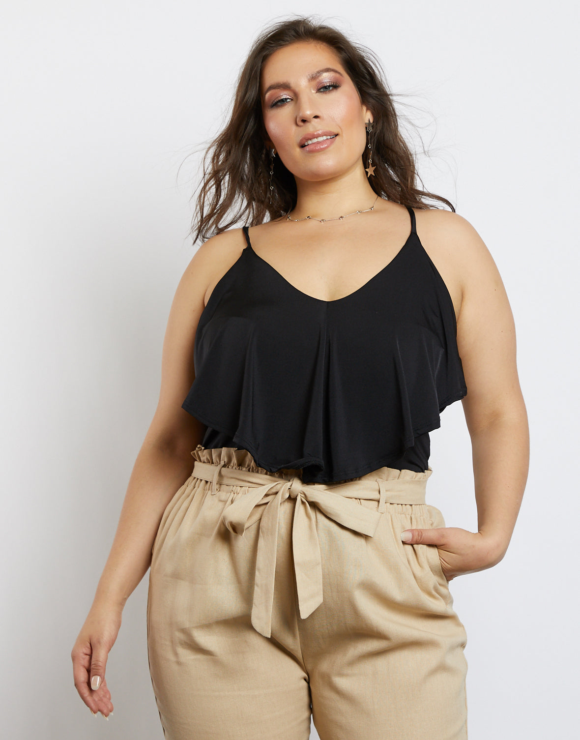 Plus Size Maddie Single Ruffle Bodysuit - plus size full bodysuit – 2020AVE