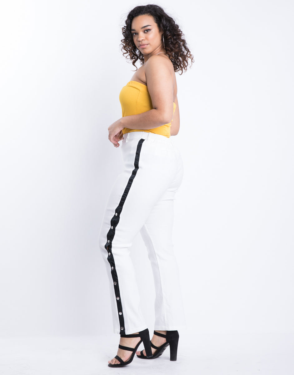 Plus Size Snap Down Track Pants – 2020AVE