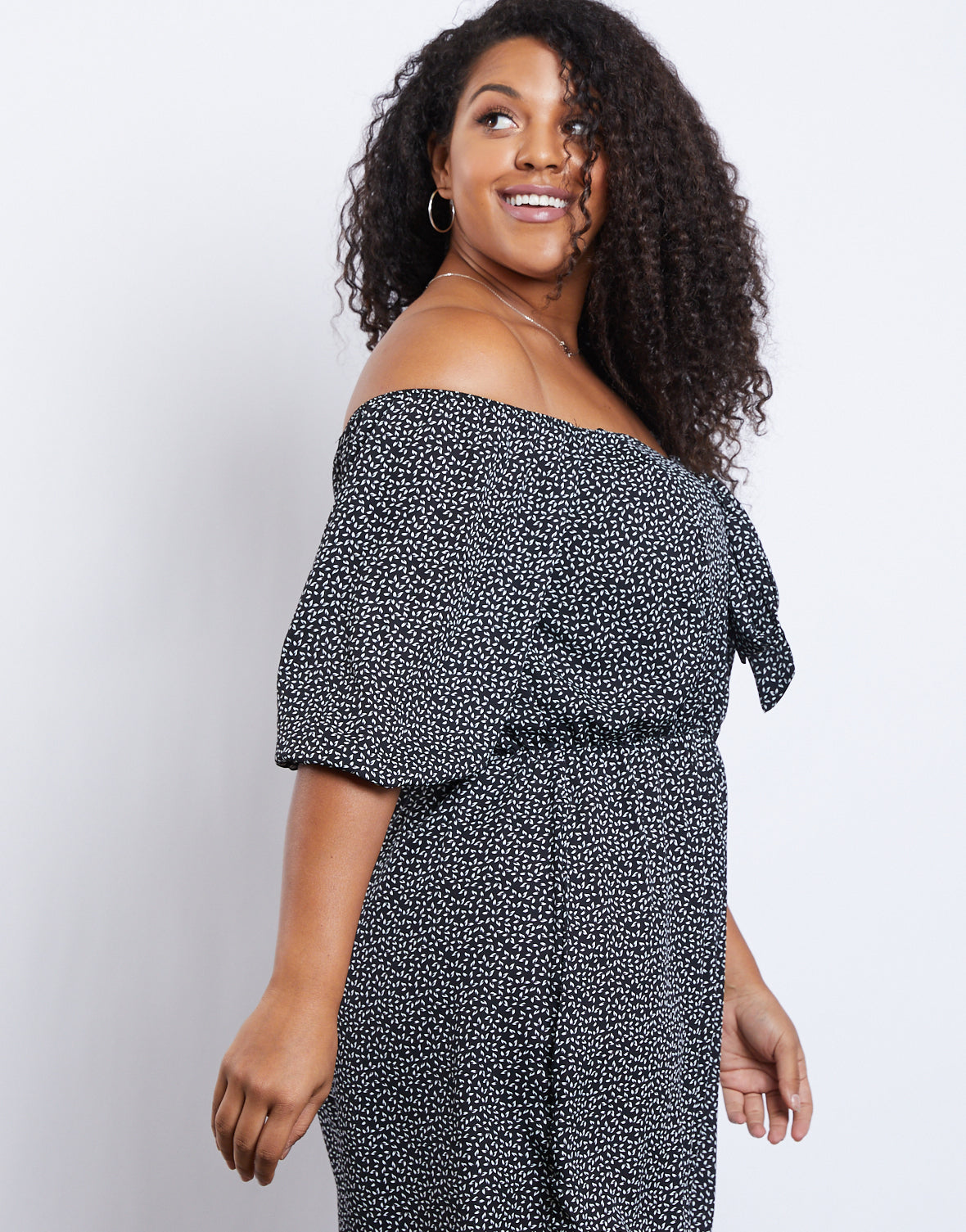 Plus Size Alessia Floral Romper - Off The Shoulder Curvy Romper – 2020AVE