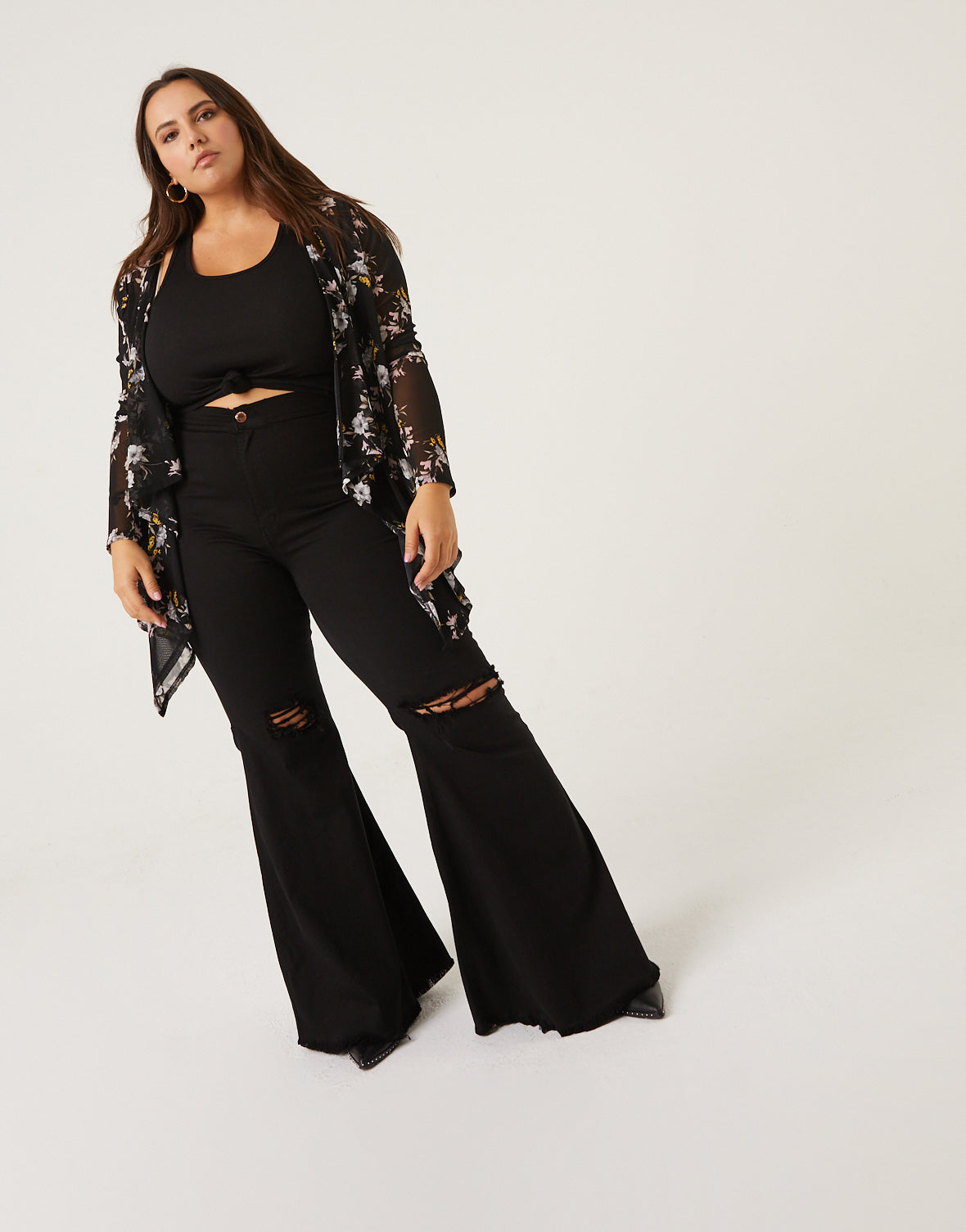 Plus Size Floral Sheer Cardigan – 2020AVE