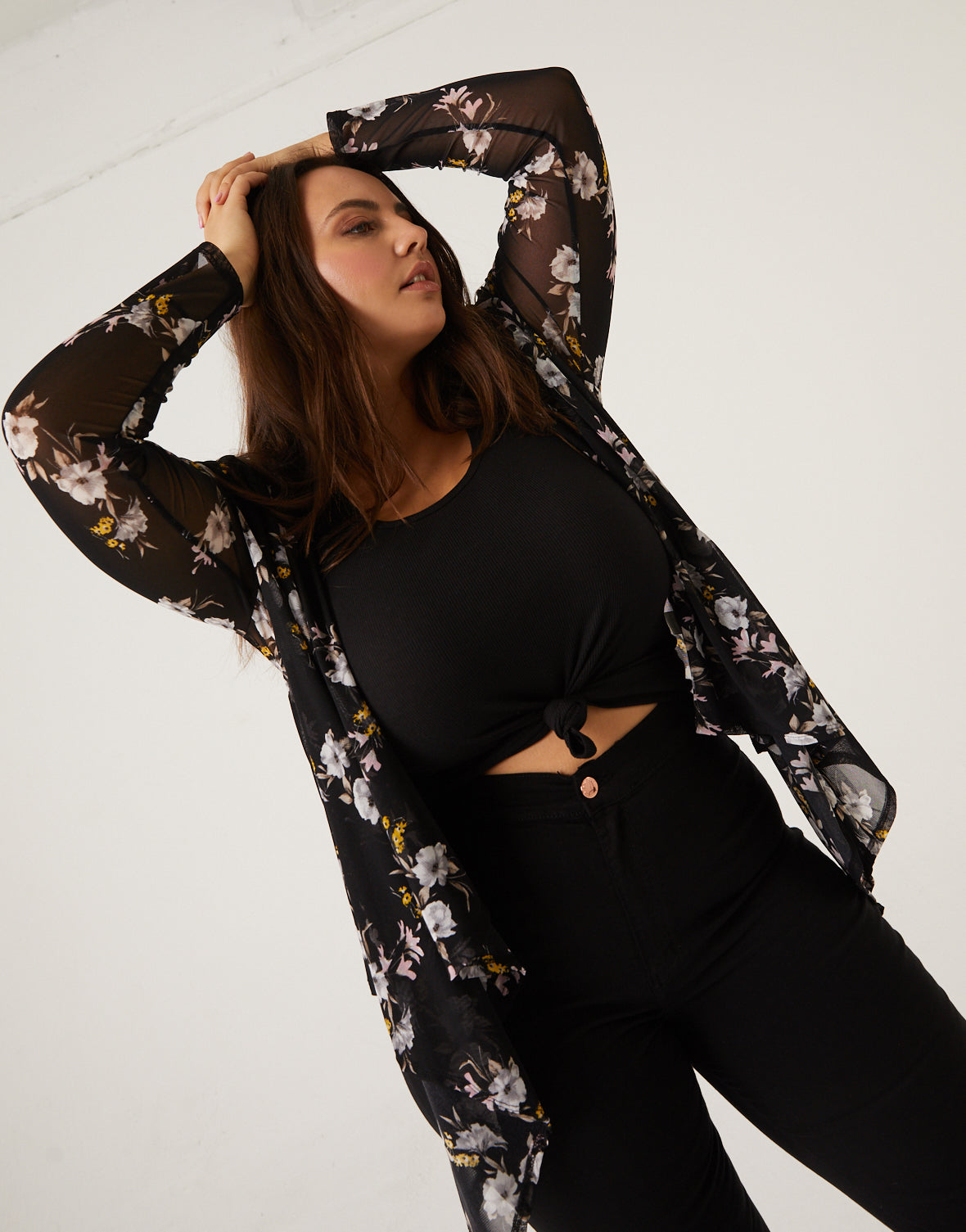 Plus Size Floral Sheer Cardigan – 2020AVE