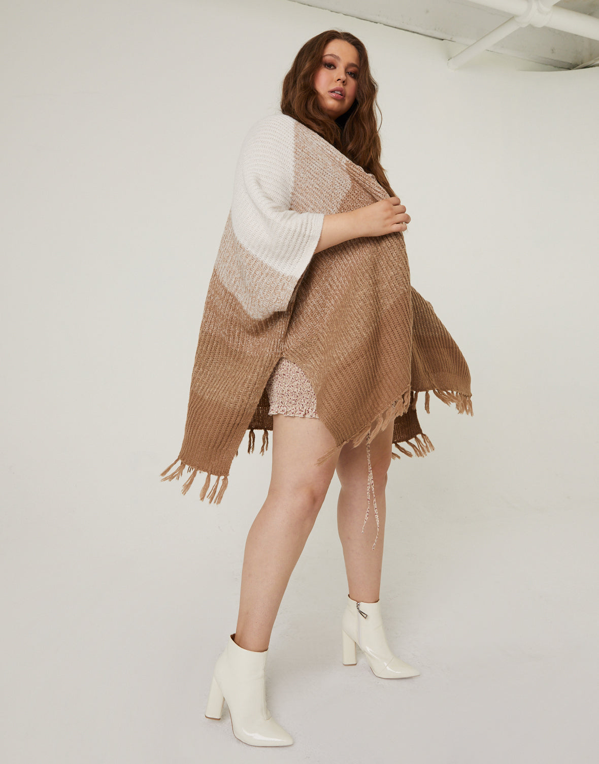 Plus Size Colorblock Fringe Cardigan – 2020AVE