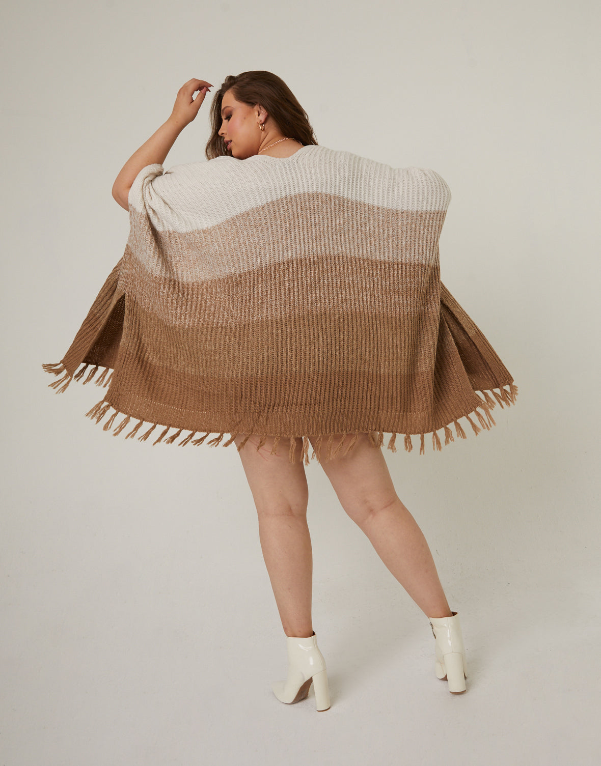 Plus Size Colorblock Fringe Cardigan – 2020AVE