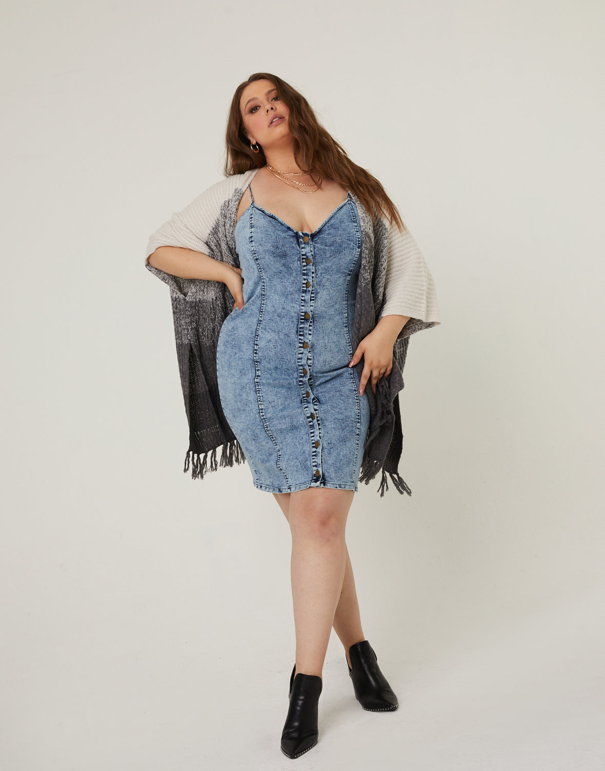 Plus Size Colorblock Fringe Cardigan – 2020AVE