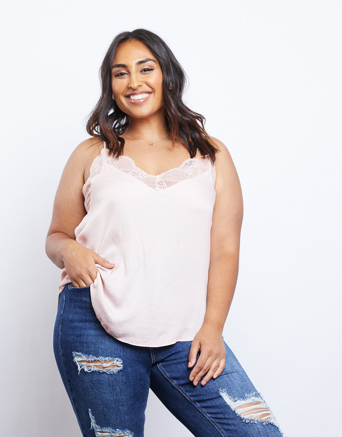 Plus Size Kai Lace Trim Cami - cute plus size tops – 2020AVE