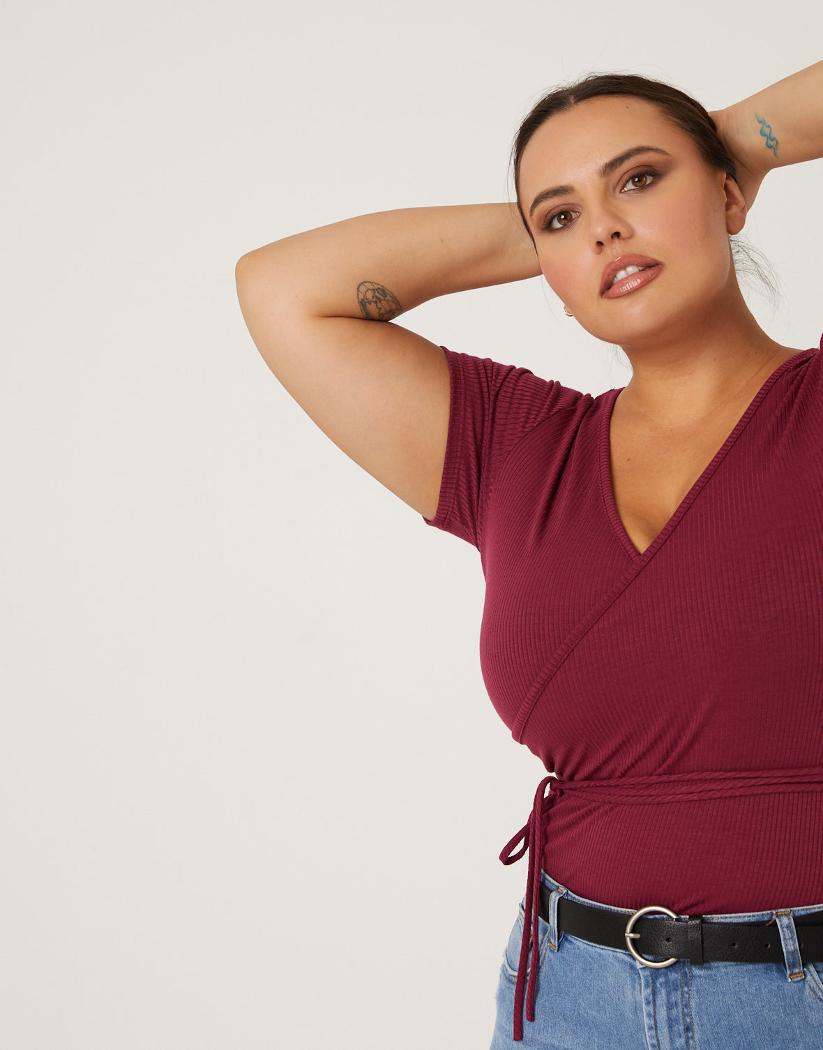 Plus Size Mock Wrap Top - plus size wrap top – 2020AVE