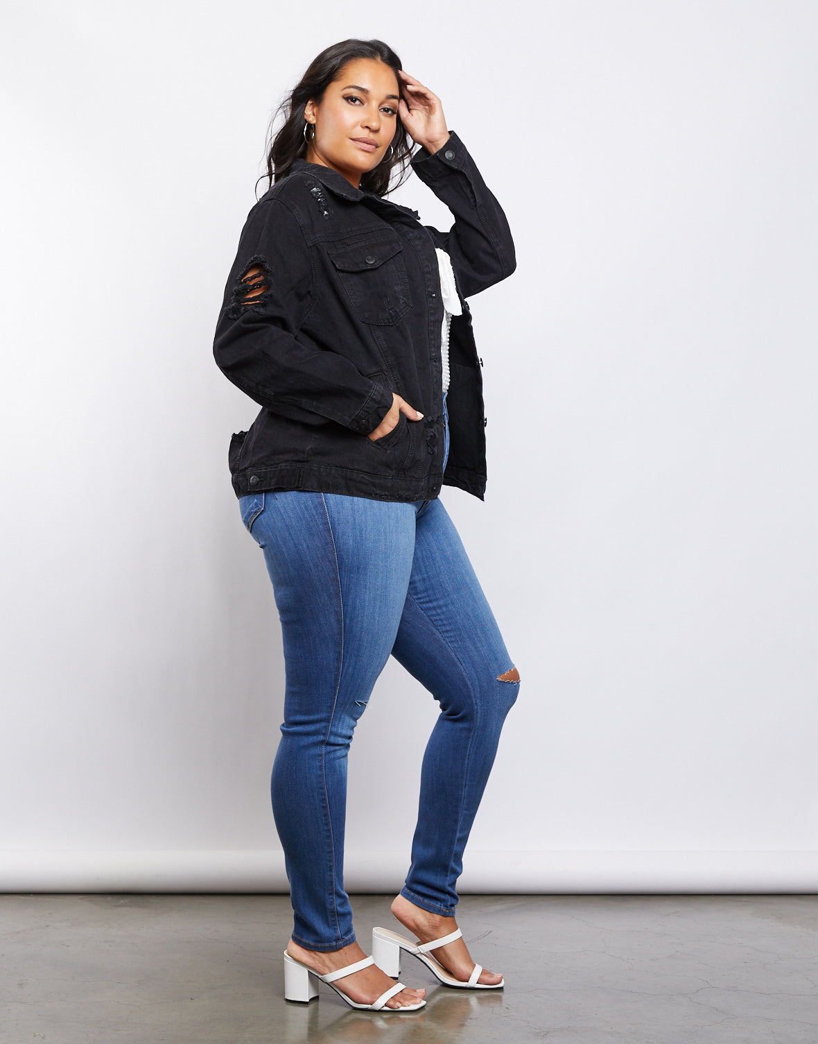 Plus Size Morgan Distressed Denim Jacket – 2020AVE