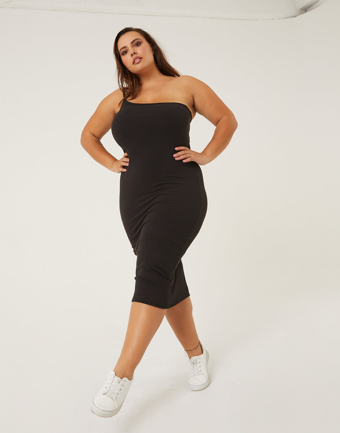 Plus Size One Shoulder Tank Dress - plus size one shoulder midi dress ...