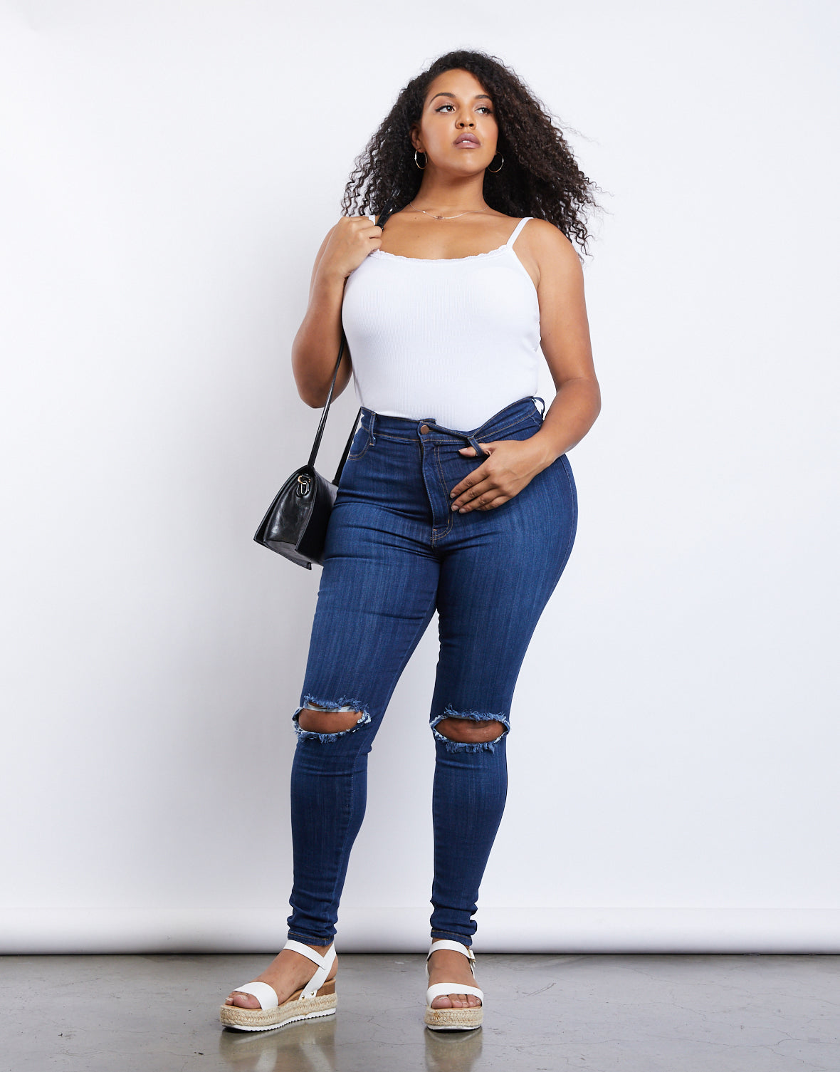 Plus Size Ripped Knee Skinny Jeans - Curvy Denim – 2020AVE