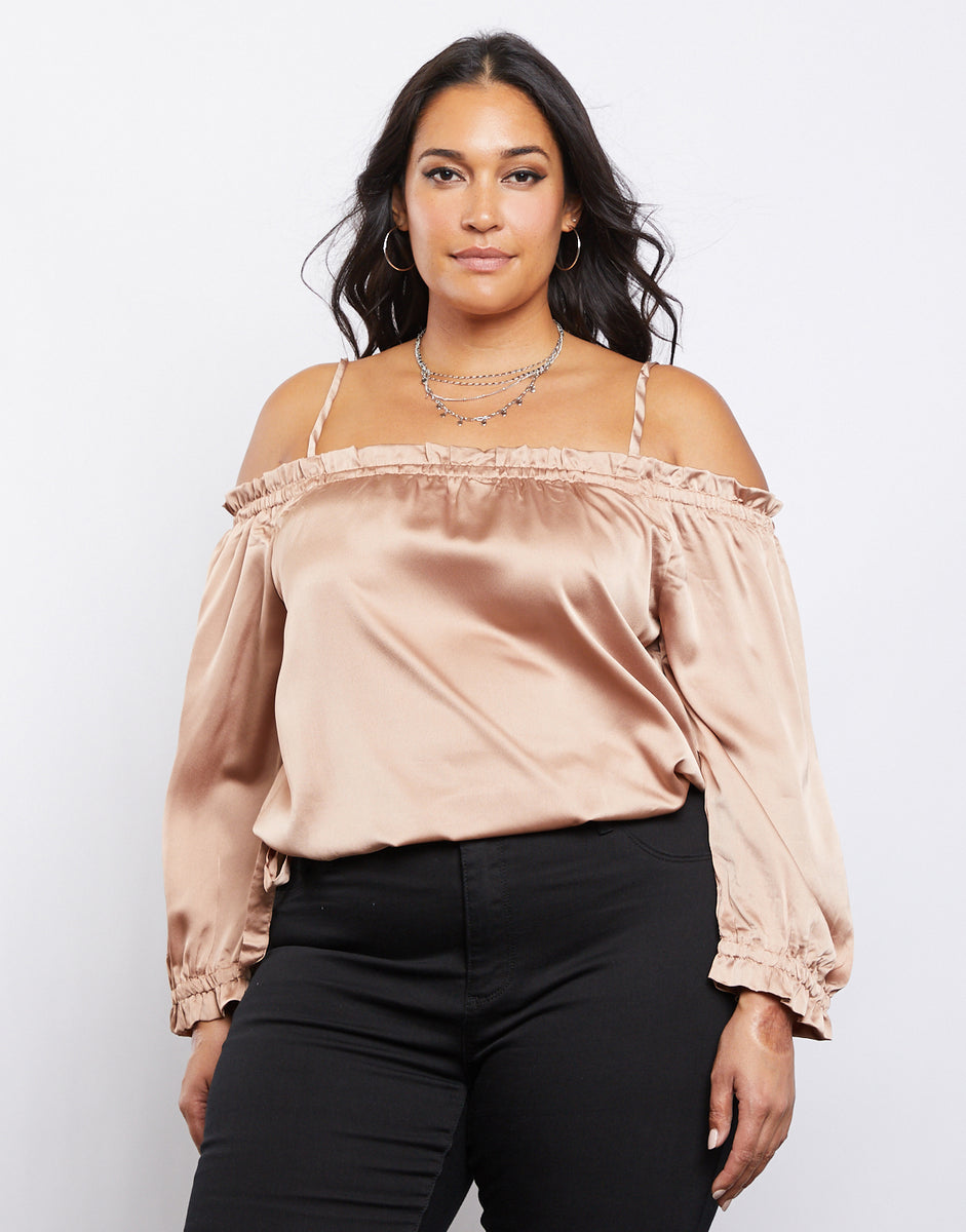 Plus Size Satin Ruffle Top - Curvy Satin Blouse - Summer Trends – 2020AVE