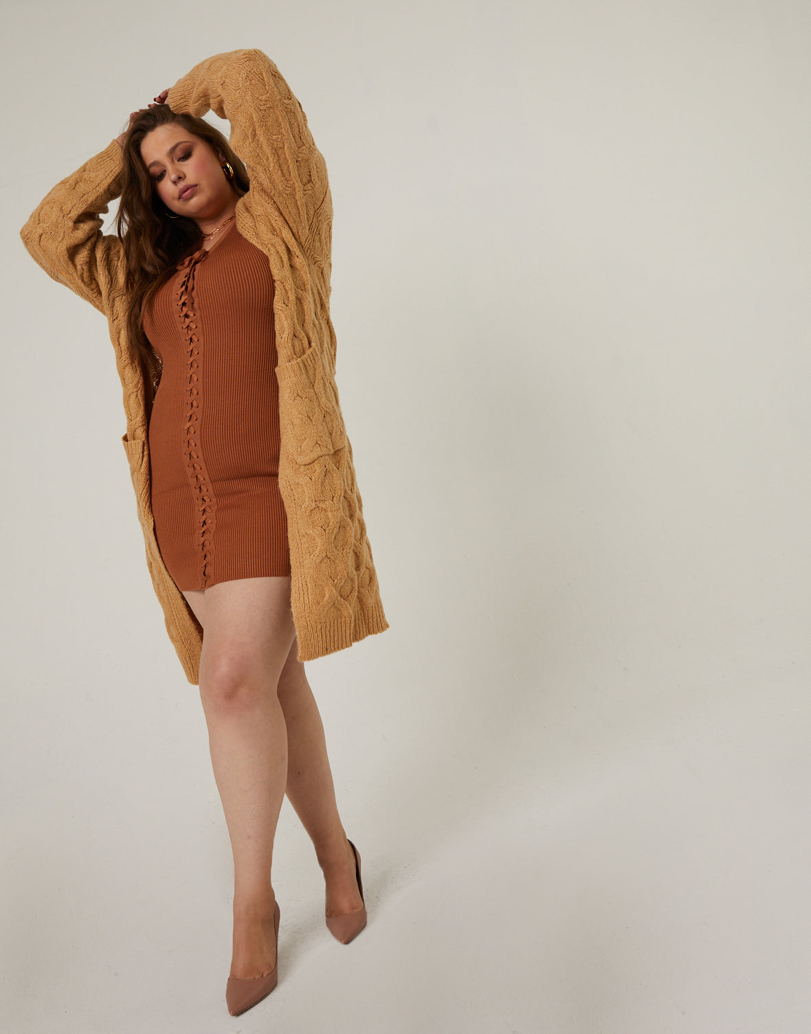 Plus Size Long Cable Knit Cardigan – 2020AVE
