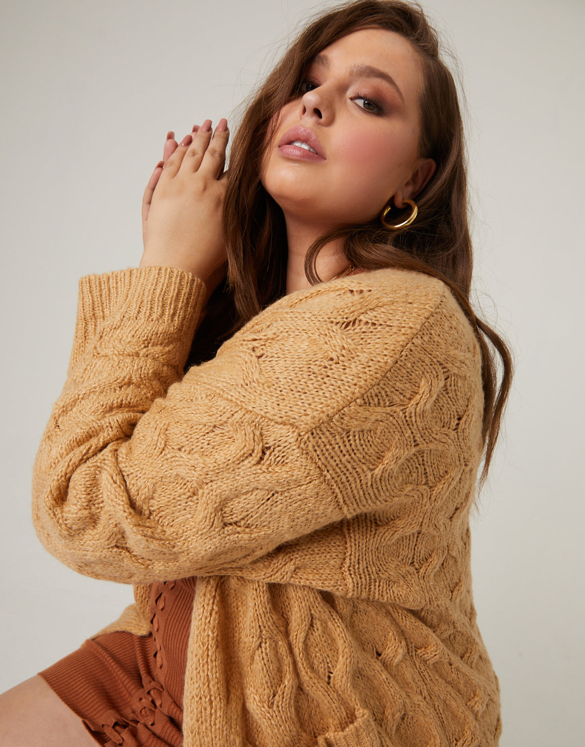 Plus Size Long Cable Knit Cardigan – 2020AVE