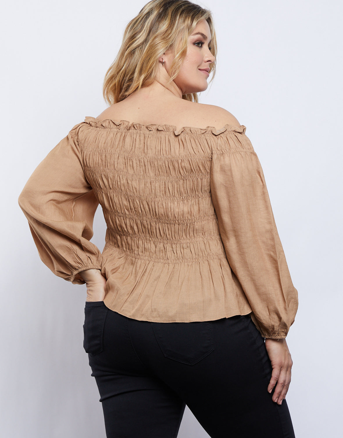 Plus Size Amy Smocked Long Sleeve Top – 2020AVE