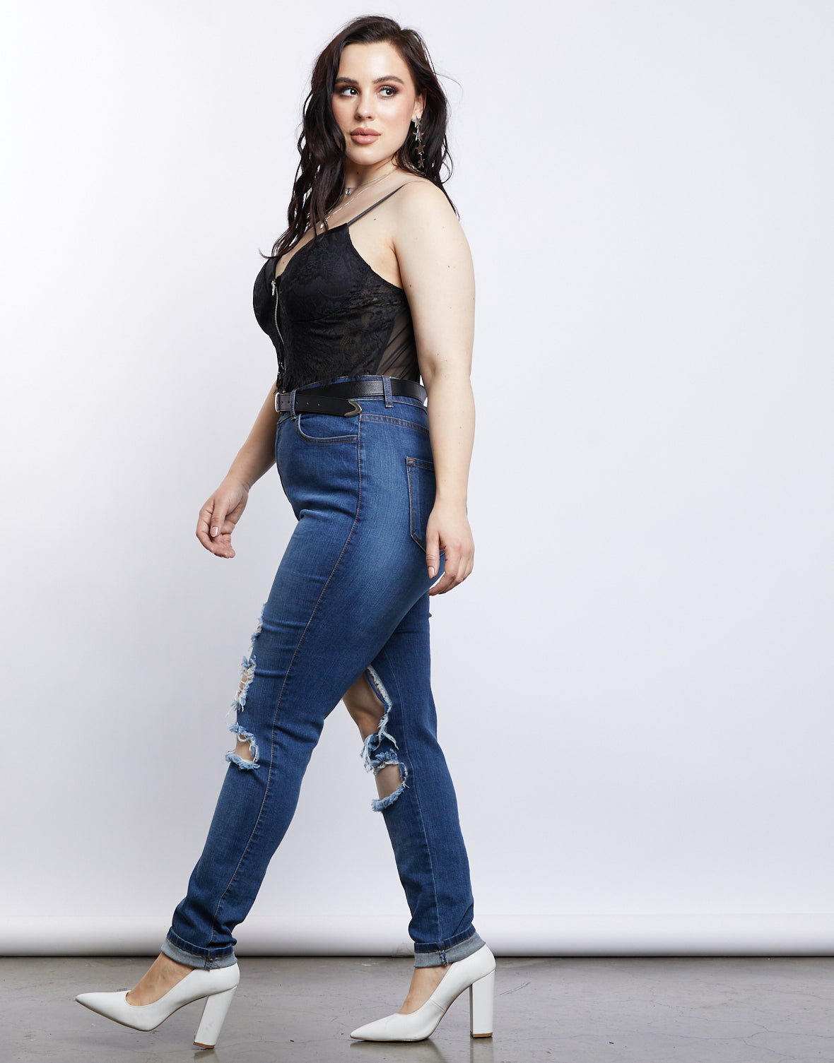 Plus Size Floral Lace Bodysuit - plus size bodysuits and rompers – 2020AVE