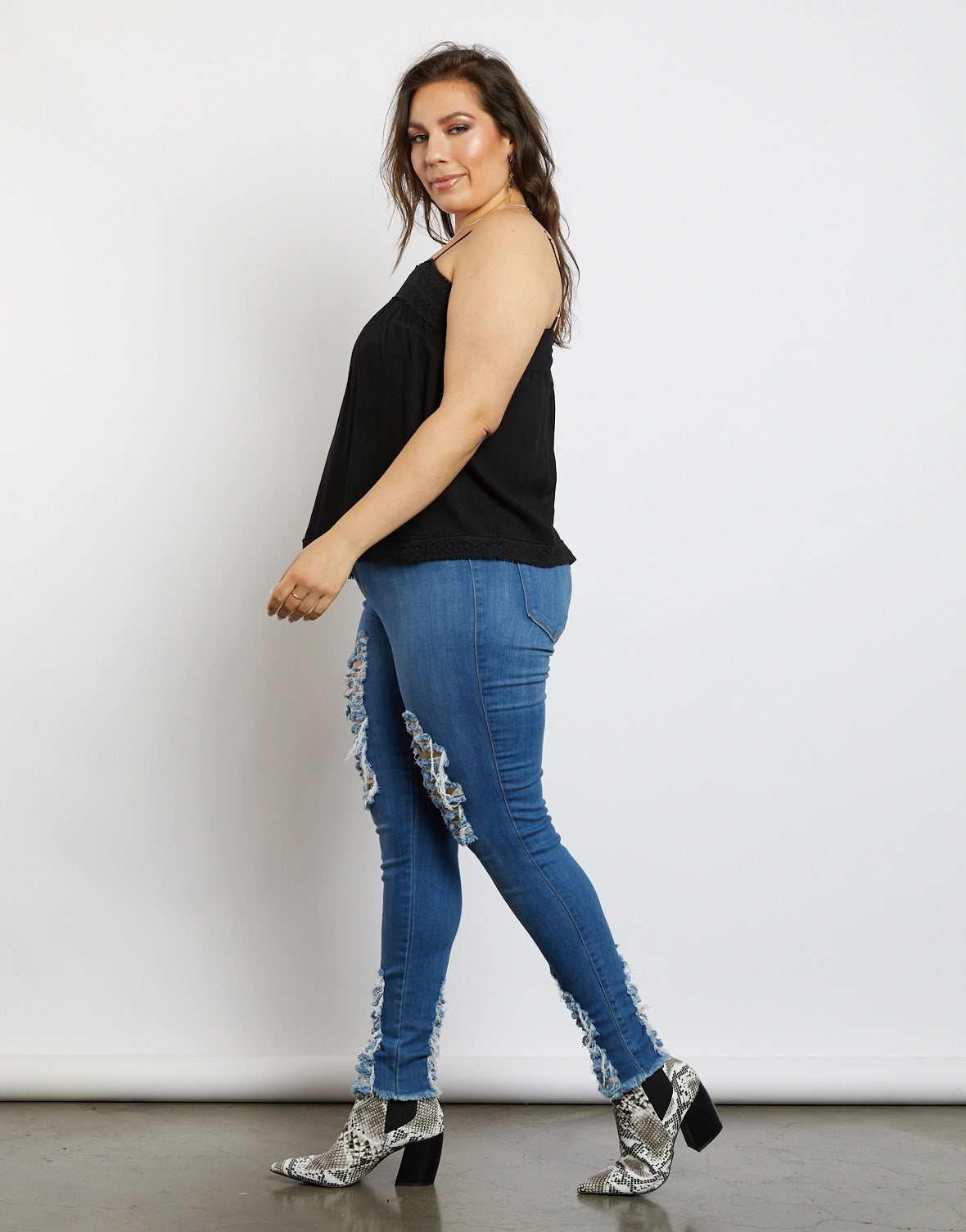 Plus Size Hailey Embroidered Tank - womens plus size lace tank – 2020AVE