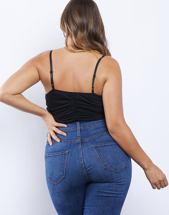 Plus Size Izzi Ruched Mesh Tank - plus size dressy tank tops – 2020AVE